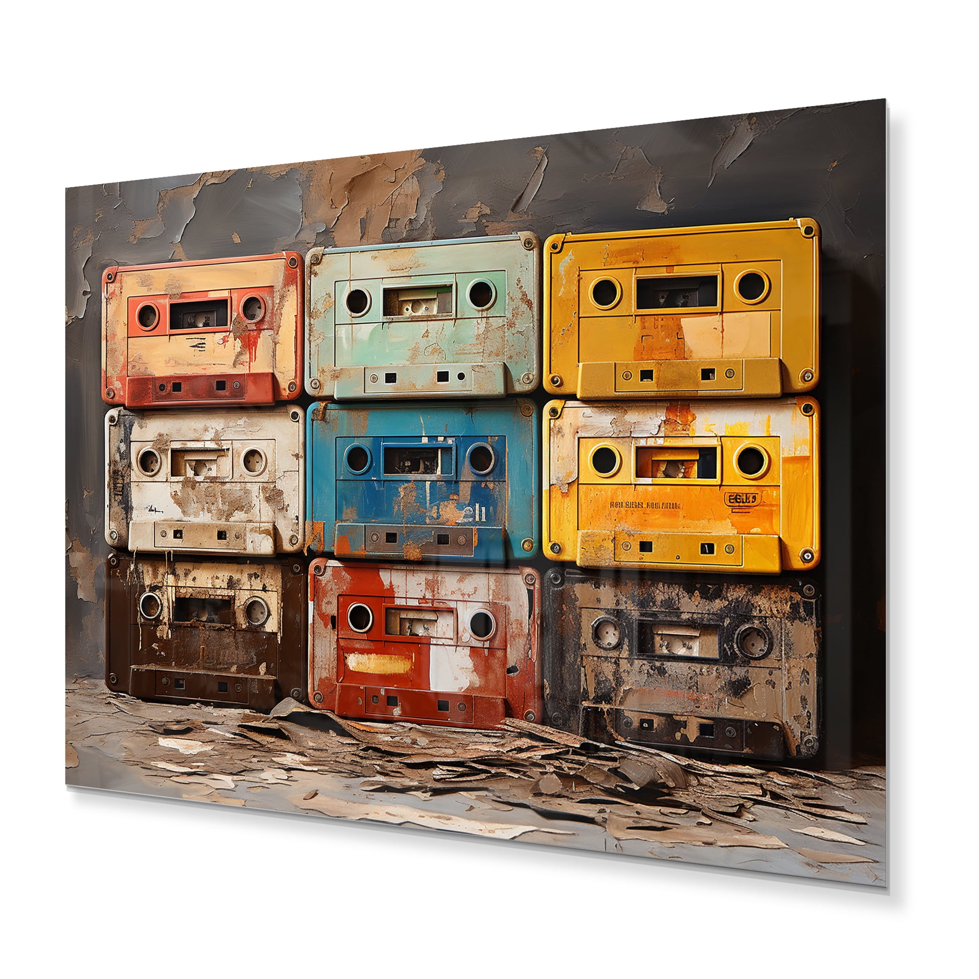 Designart "Tape Journey Cassette Tapes I" Music Metal Art Print ...