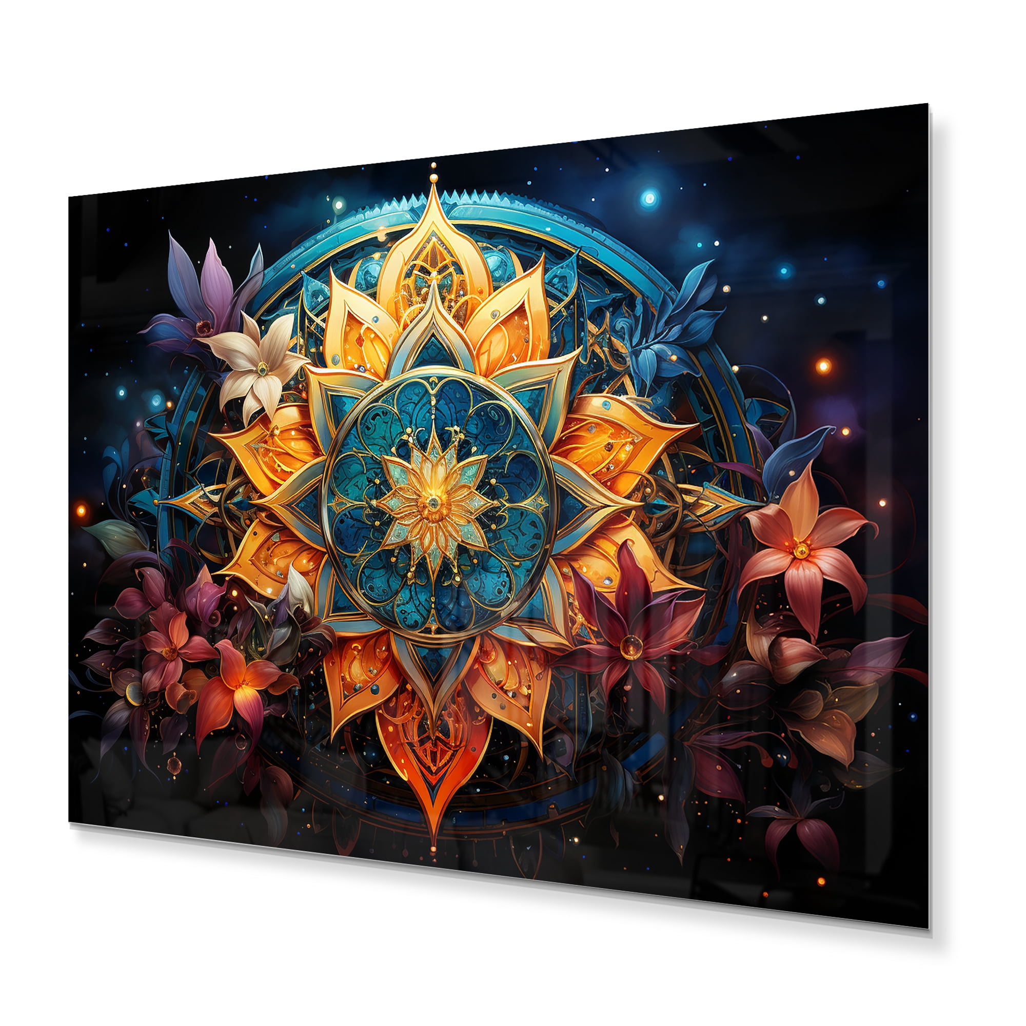 Designart "Teal Orange Buddhist Art Mandala euphony" Spiritual Metal ...