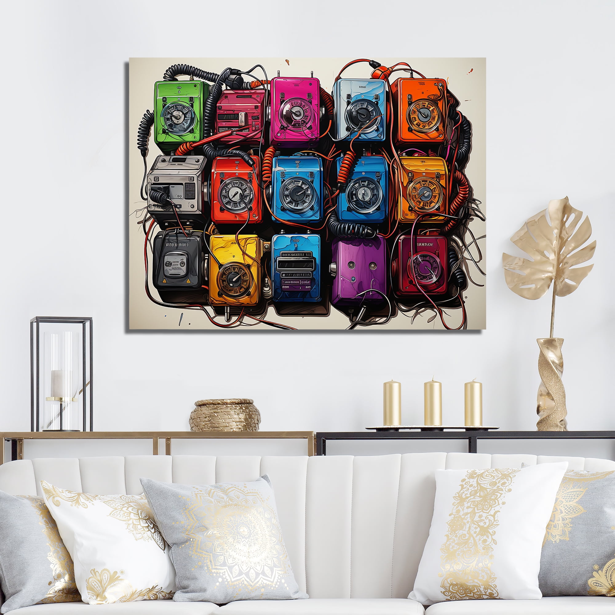 Designart "Telephones In Technicolor" Pop Art Wall Decor - Walmart.com