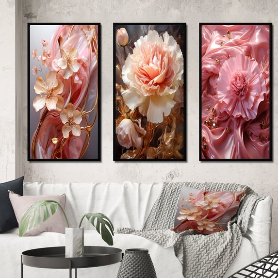 Designart "Tender Art Liquid Flowers in White and Light Pink IV ...