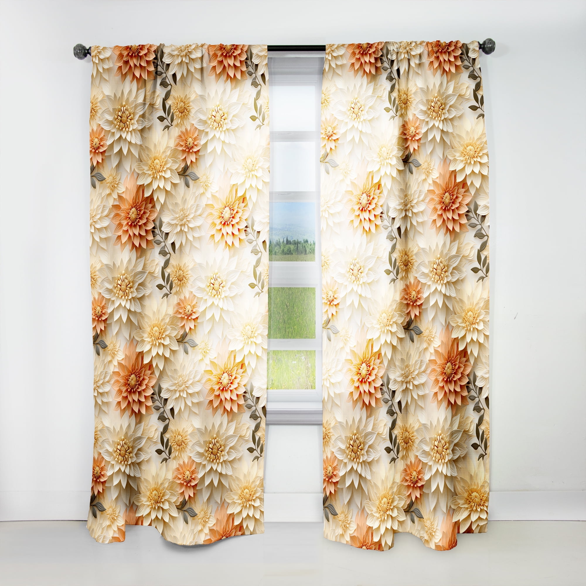 Designart "Terracotta Mandala IV" Mandala Traditional Curtain, Floral ...