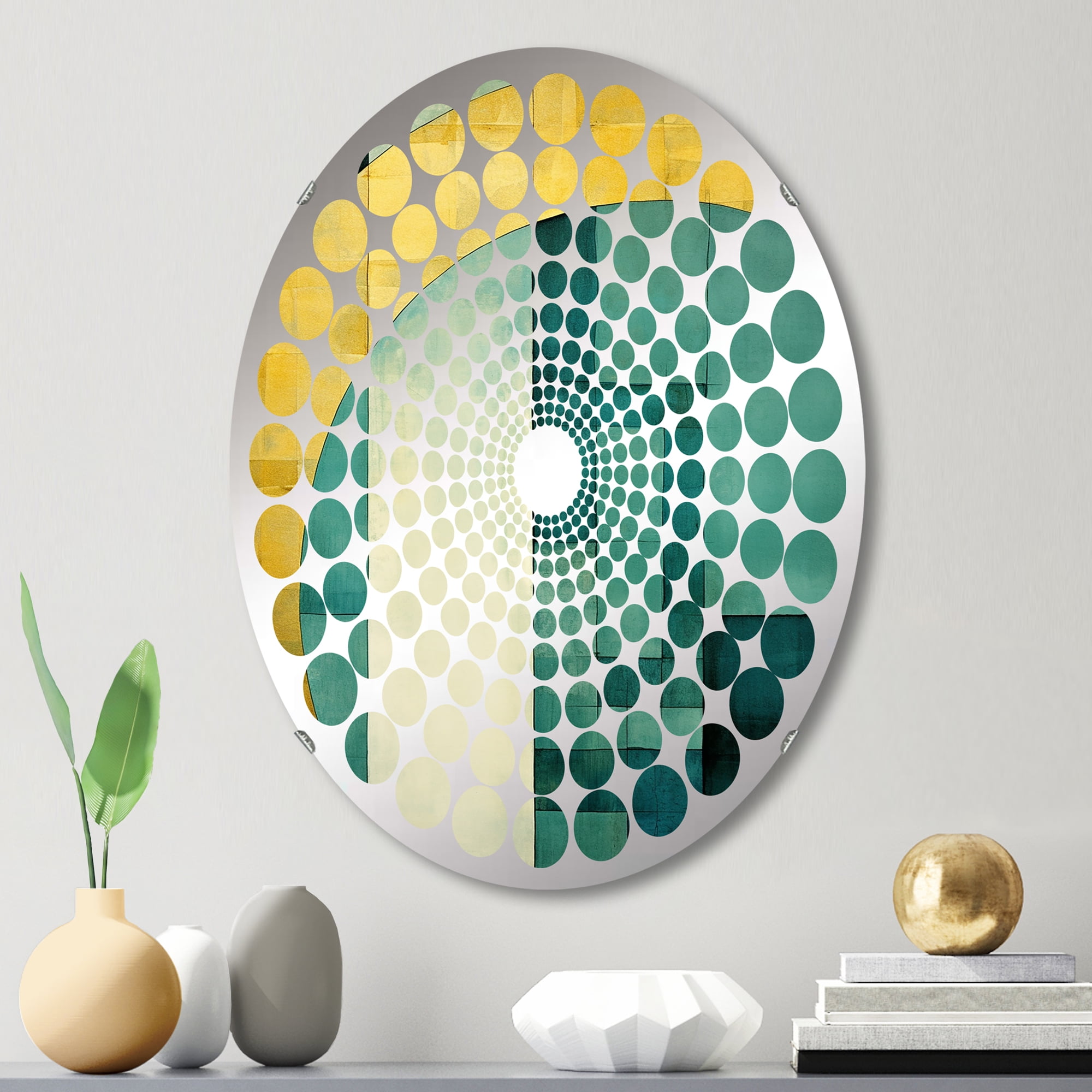 Designart "Tessellations in Pink and Gold" Abstract Shapes Radial Dot ...