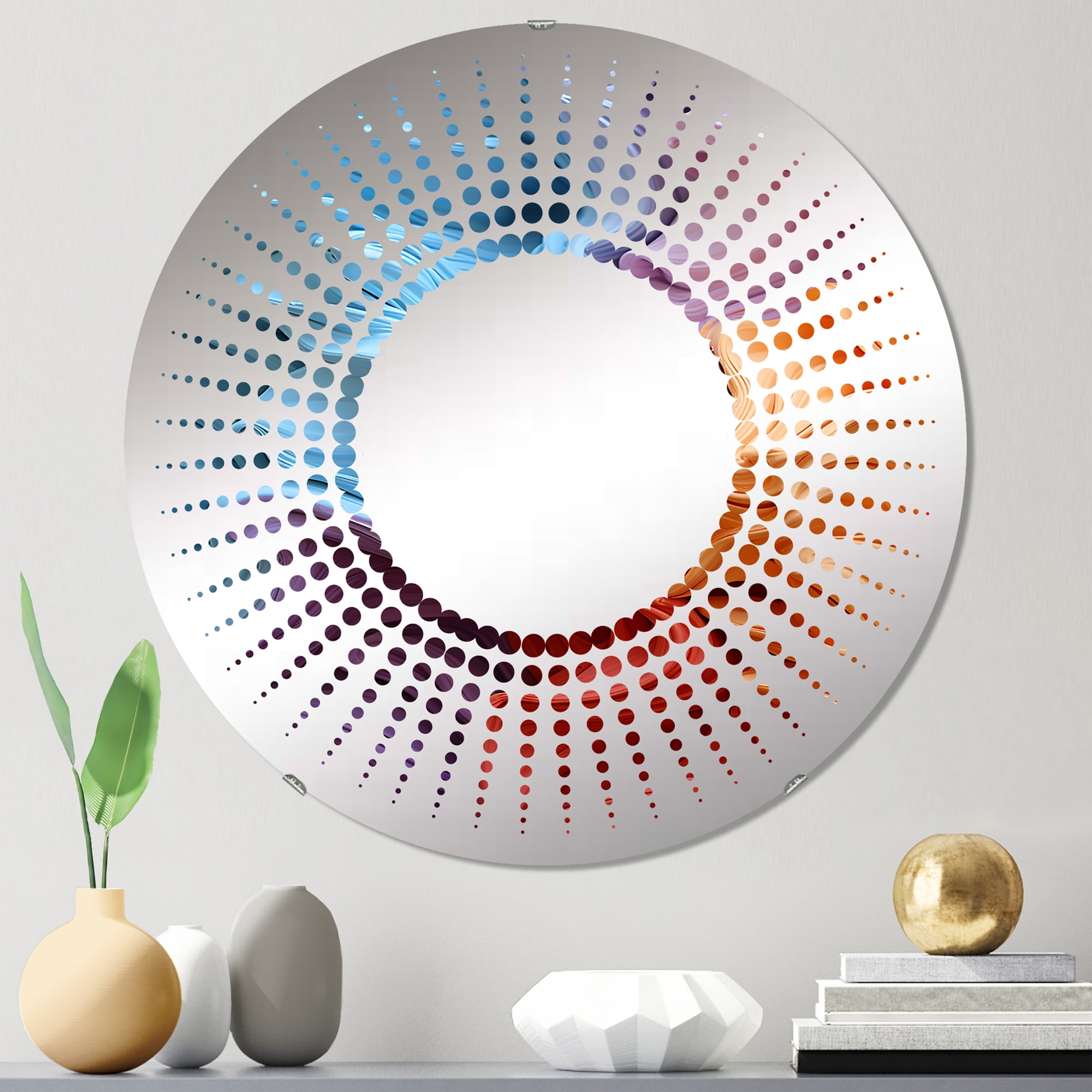 Designart "Textile Spectrum Echo" Abstract Shapes Starburst Round Wall ...