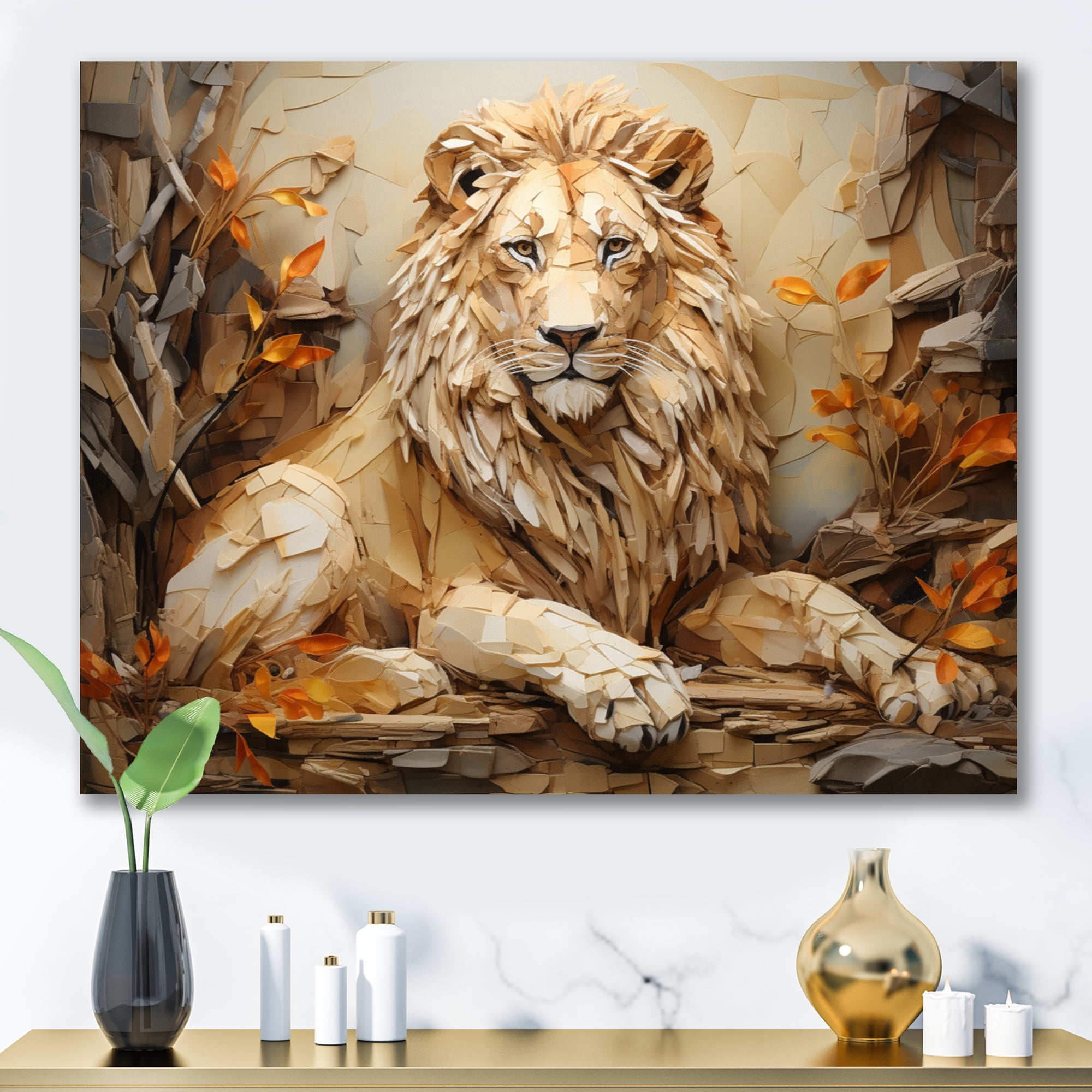 Designart "Texture of the Wild Majestic Lion s Essence II" Animals Wall ...