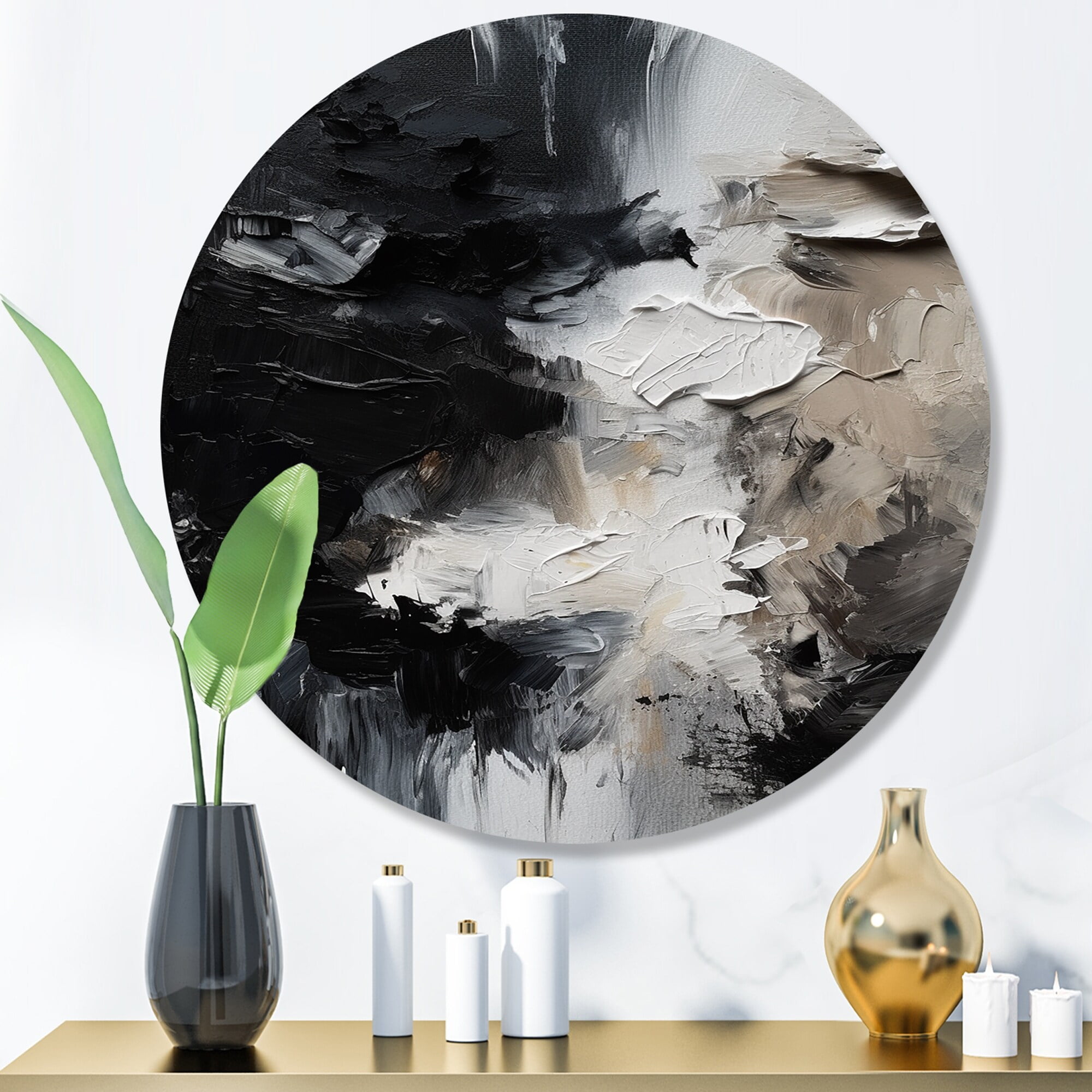 Designart "Textured Splash Black Paint Art II" Abstract Painting Metal ...