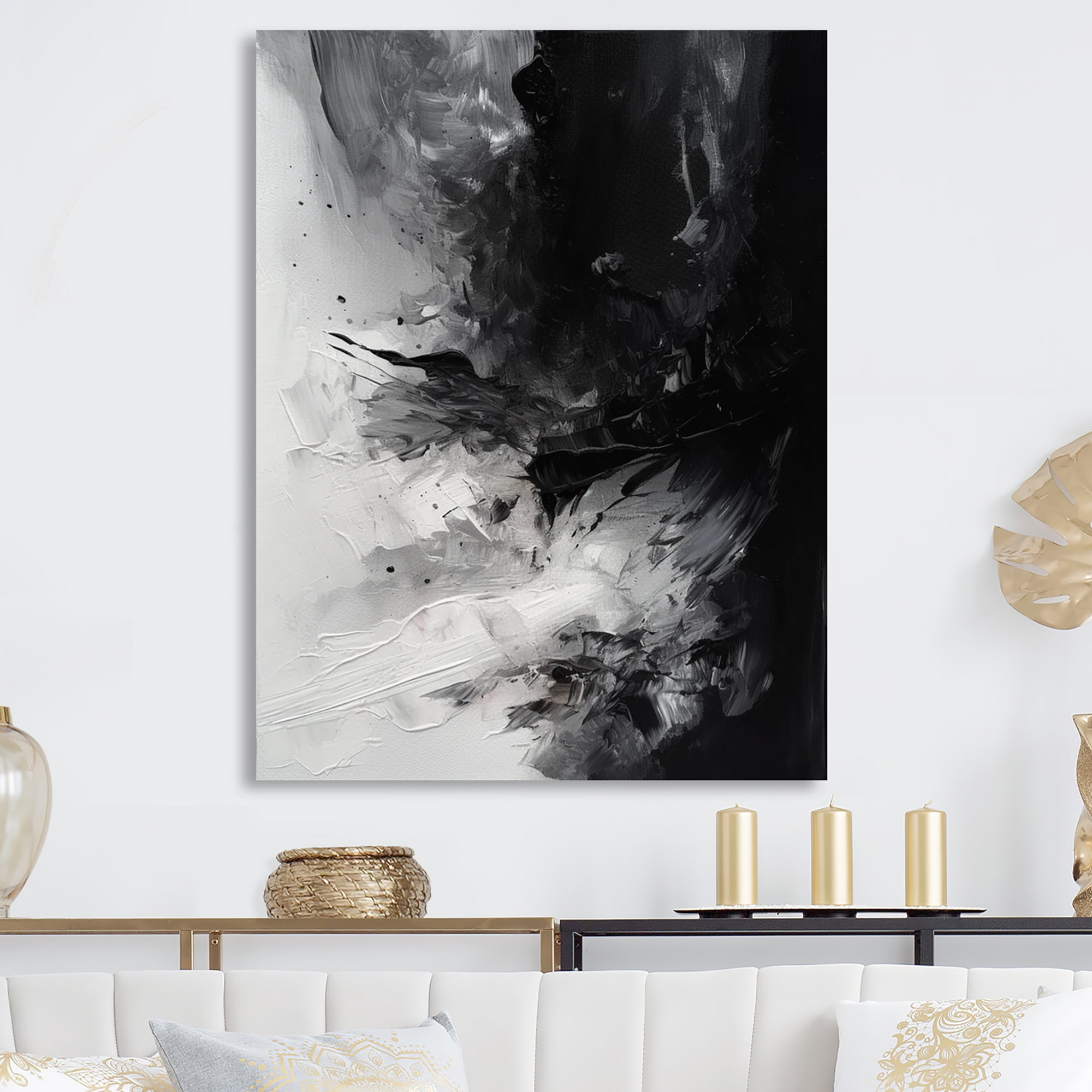 Designart "Textured Splash Black Paint Art III" Abstract Painting Metal ...