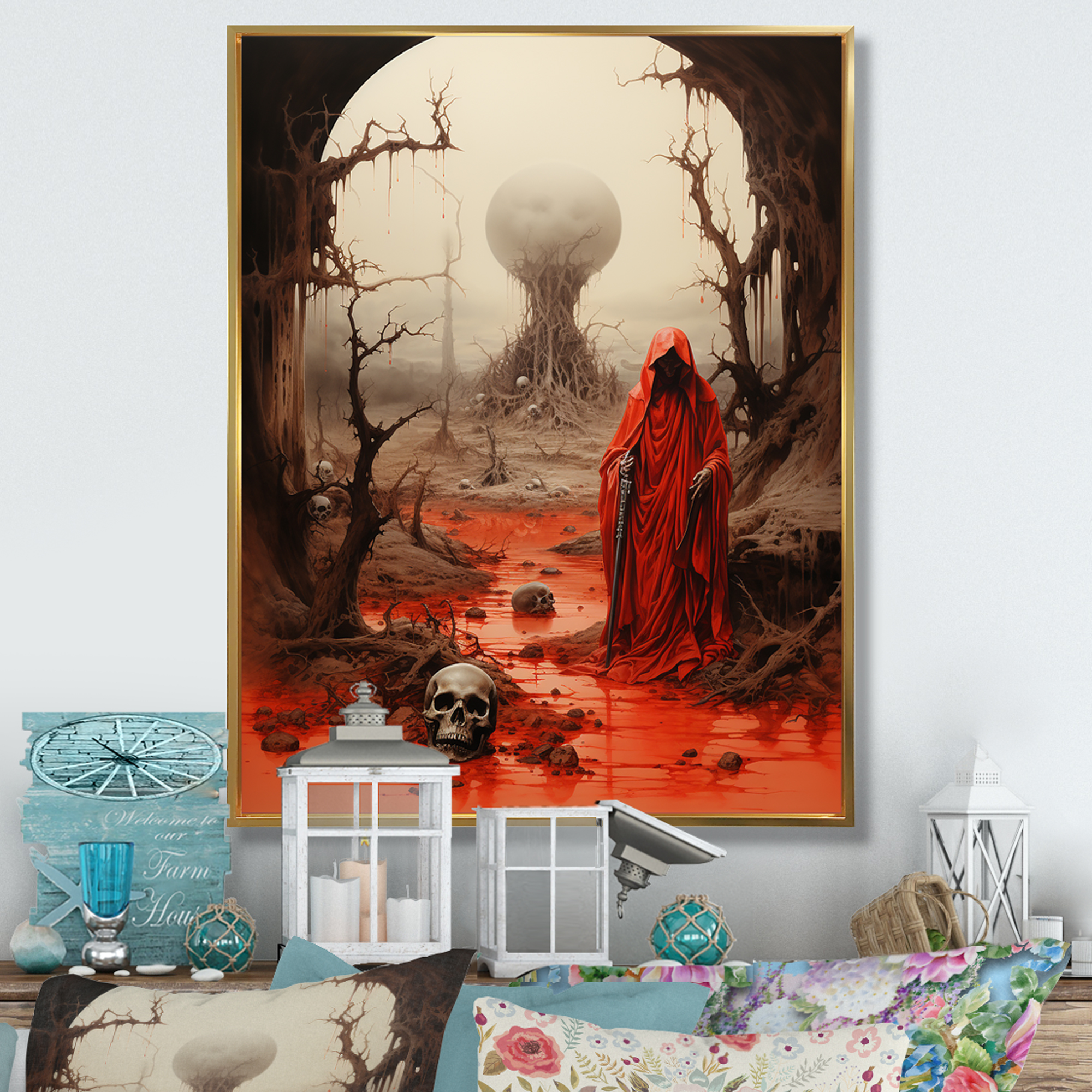 Designart "The Agony Coral Beige Art from Mexico I" Mexican Floater ...