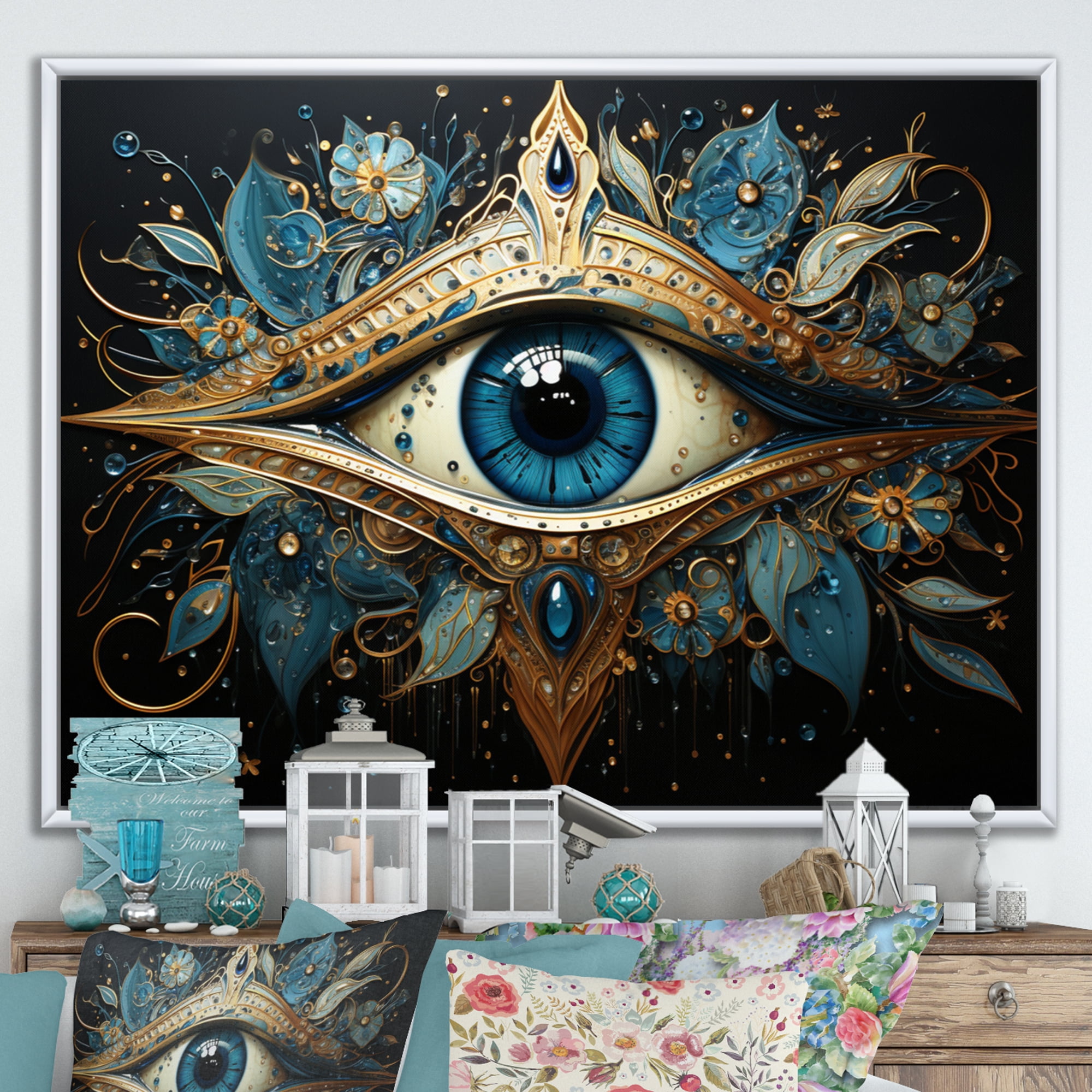 Designart "The Blessings Eye Judaism s Hamsa I" Spiritual Floater ...