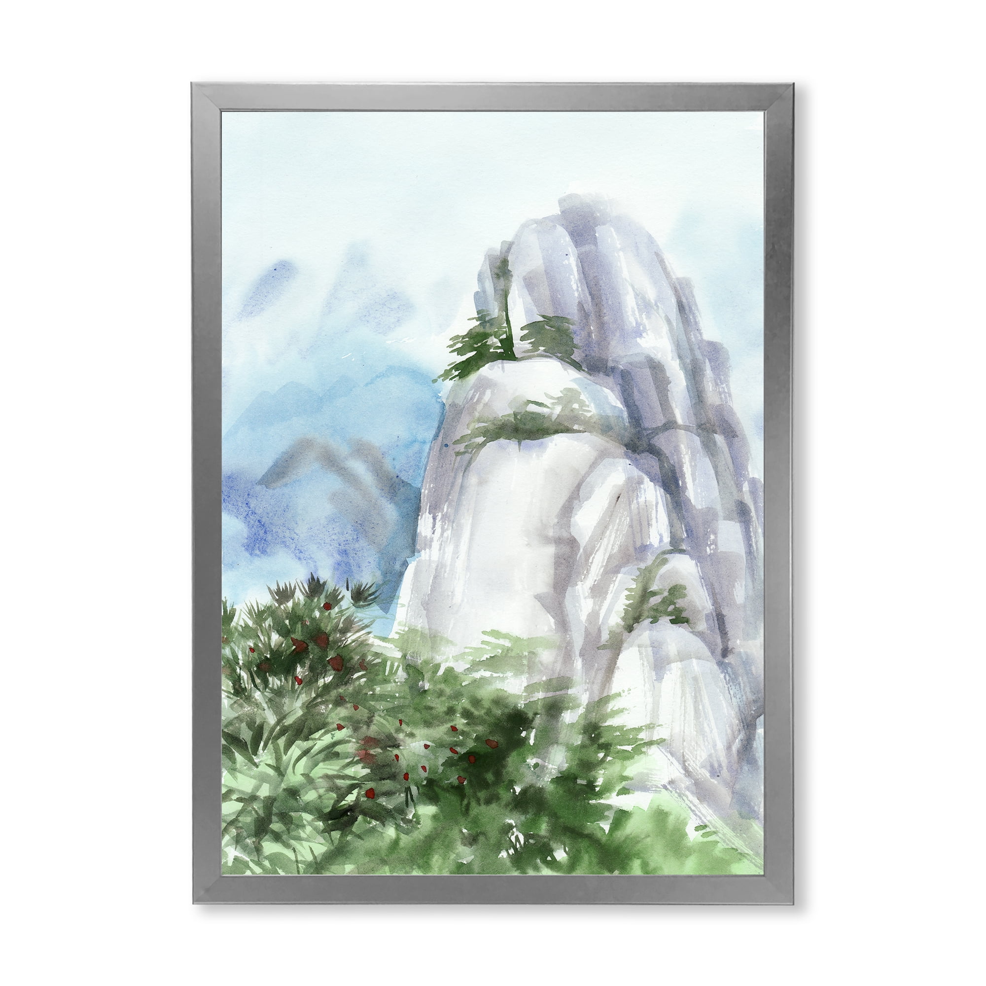 Designart 'The Clouds Over Mountain Top' Traditional Framed Art Print ...