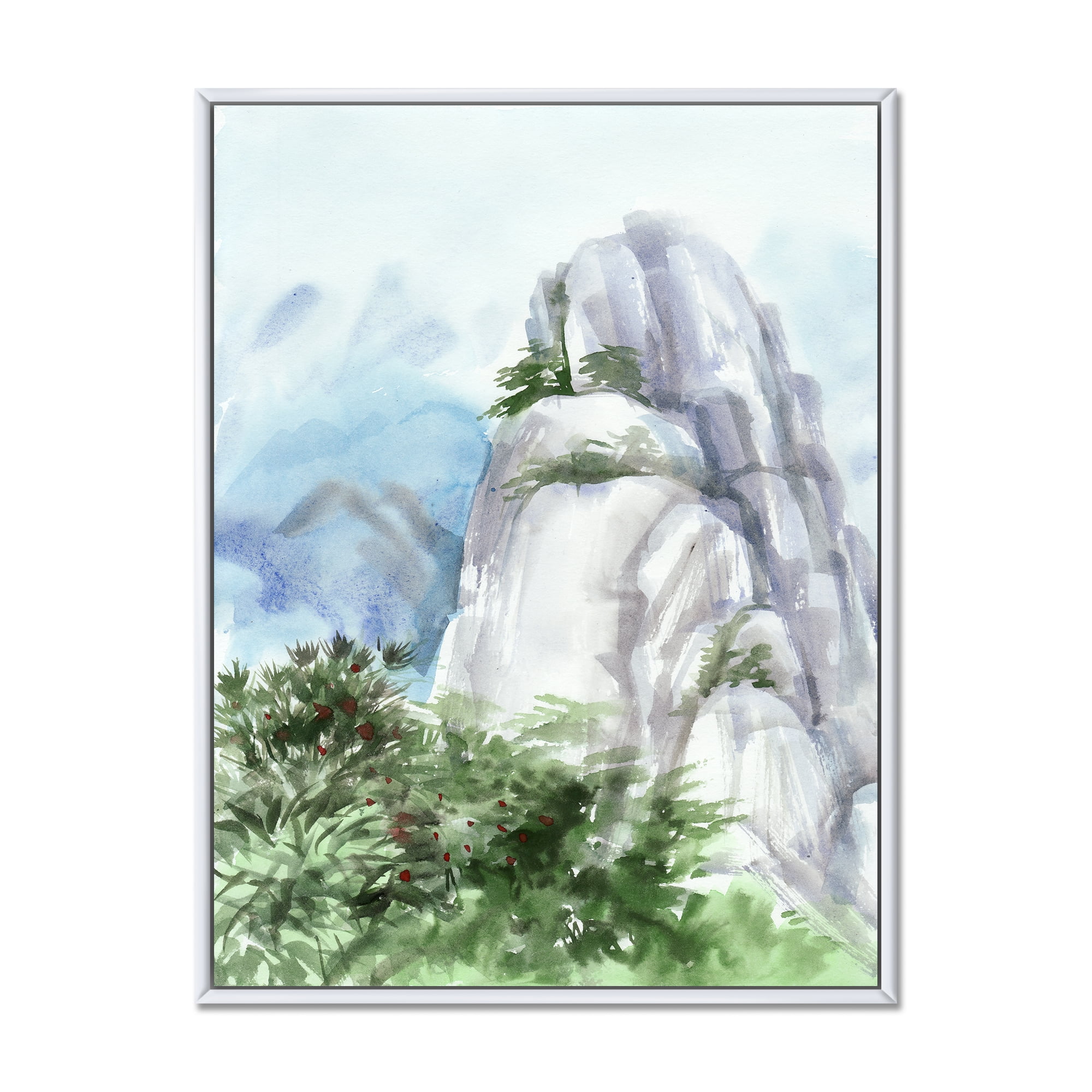 Designart 'The Clouds Over Mountain Top' Traditional Framed Canvas Wall ...