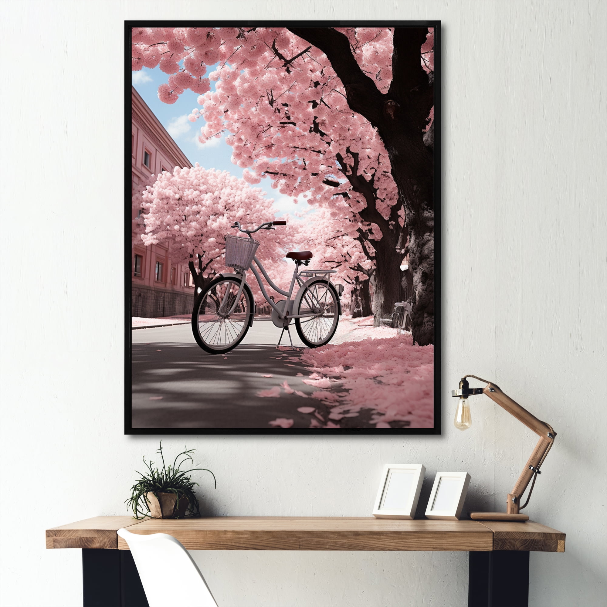 Designart "The Cycle of Life on a Bicycle II" Bicycle Floater Framed ...