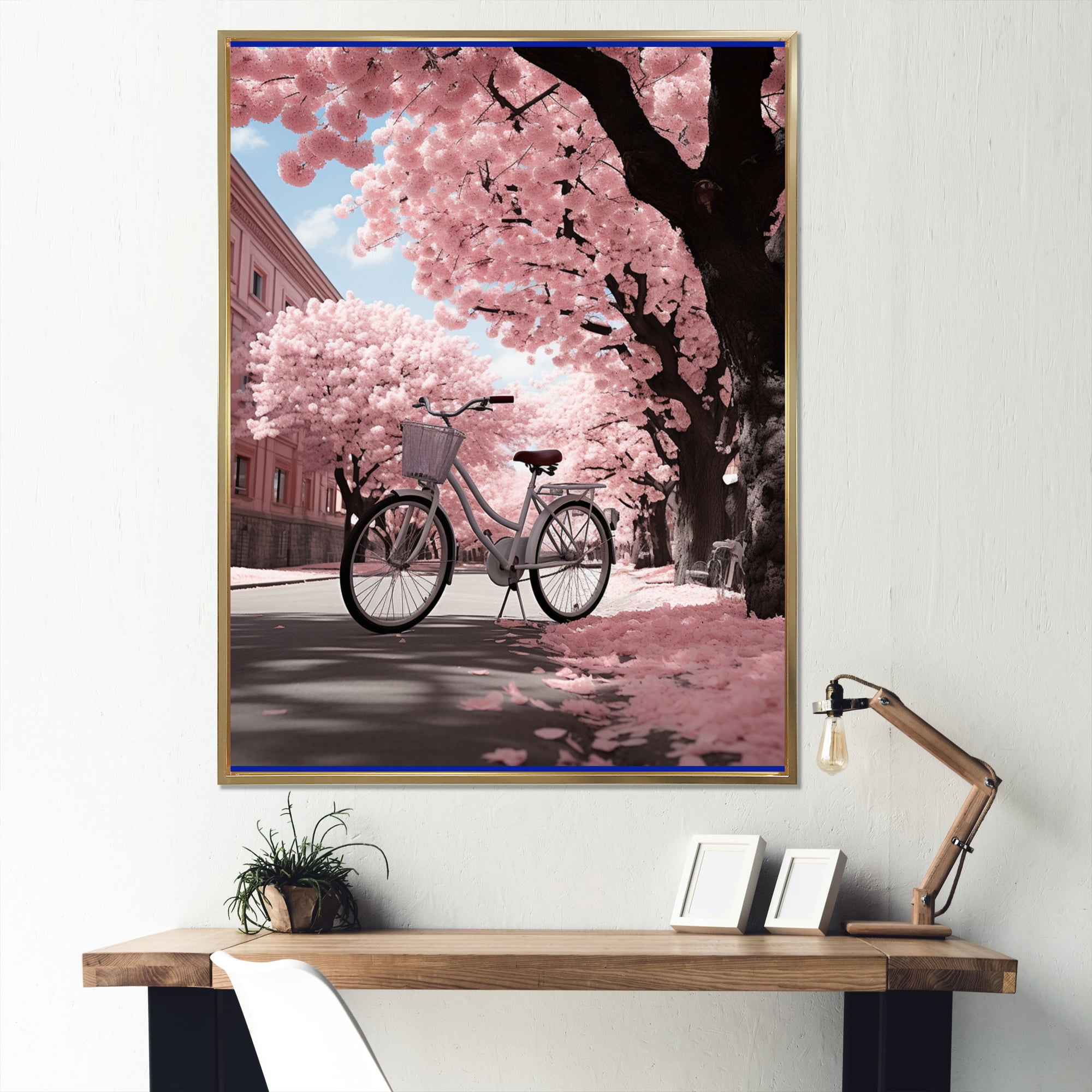 Designart "The Cycle of Life on a Bicycle II" Bicycle Floater Framed ...