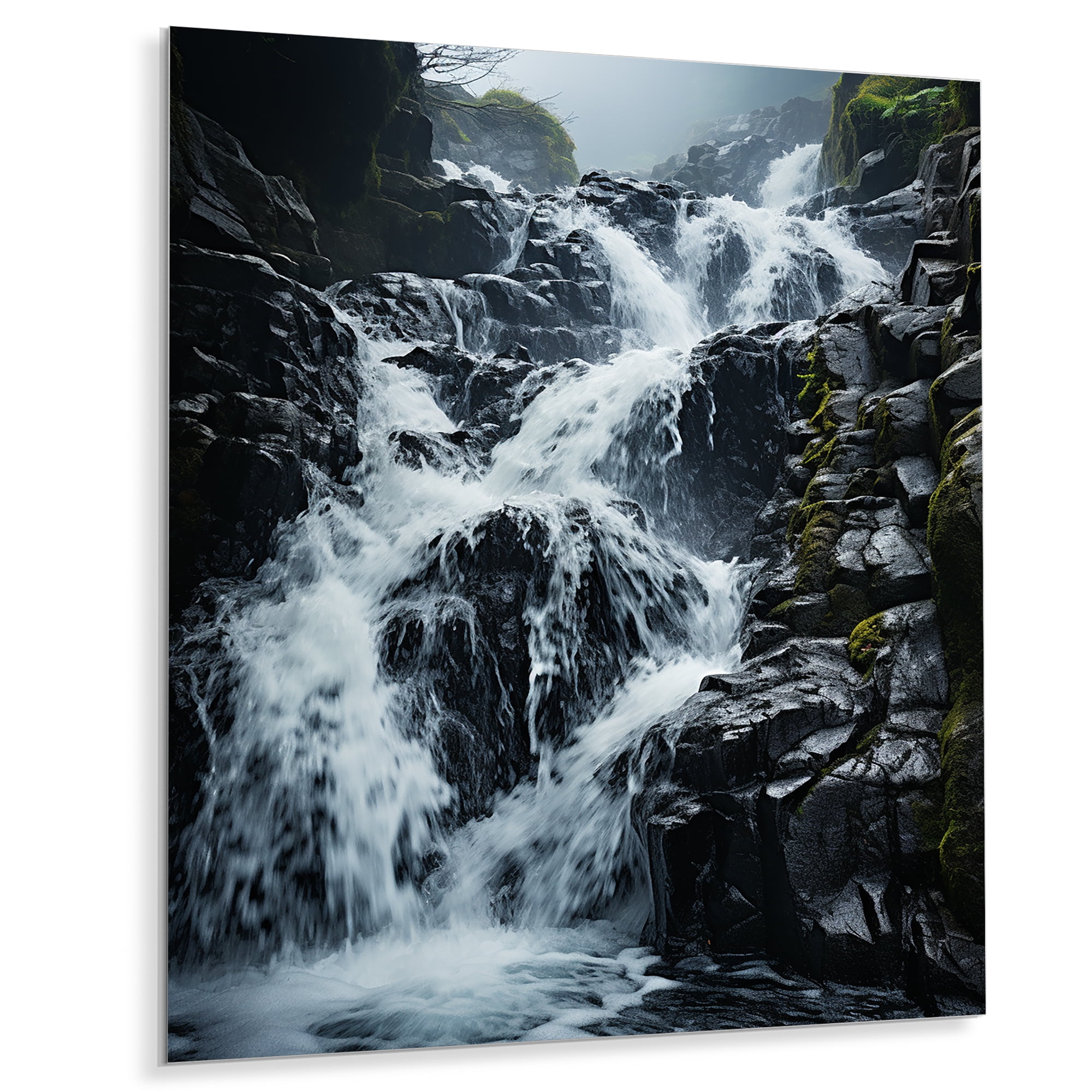 Designart "The Dynamic Rhythm of Falling Water" Landscapes Metal Wall ...
