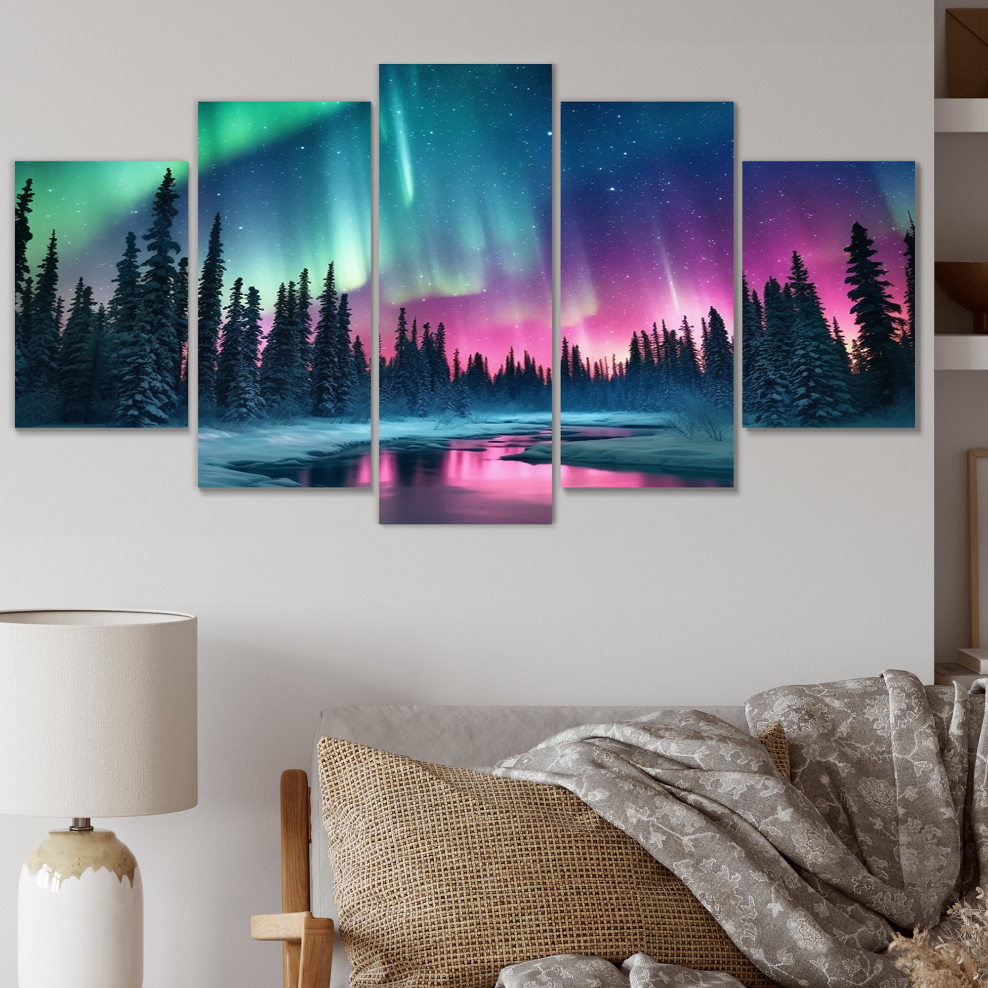 Designart "The Enchanting Northern Lights in Alaska II" Landscapes ...