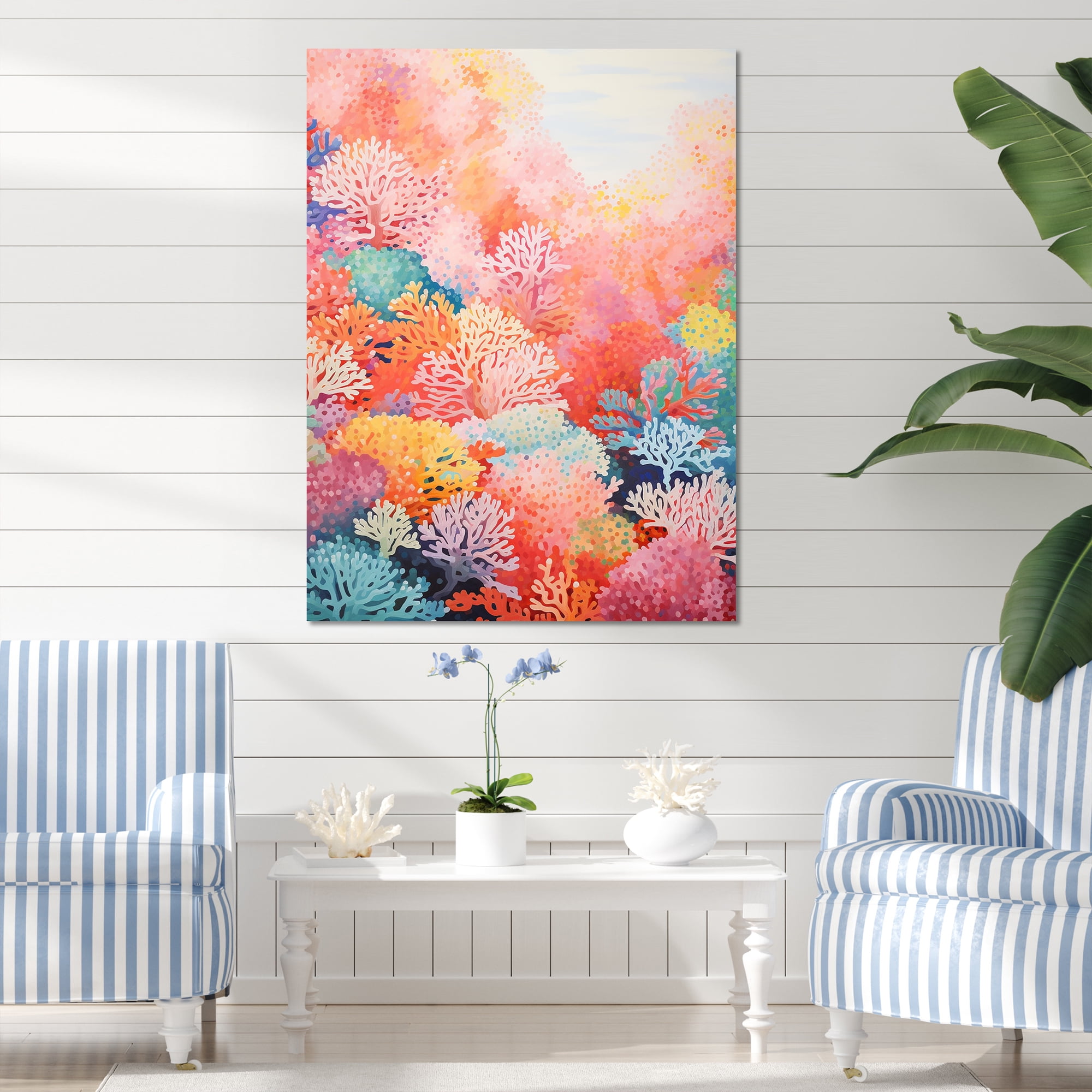 Designart "The Expressive Barrier Of The Coral Reef I" Coastal Coral ...