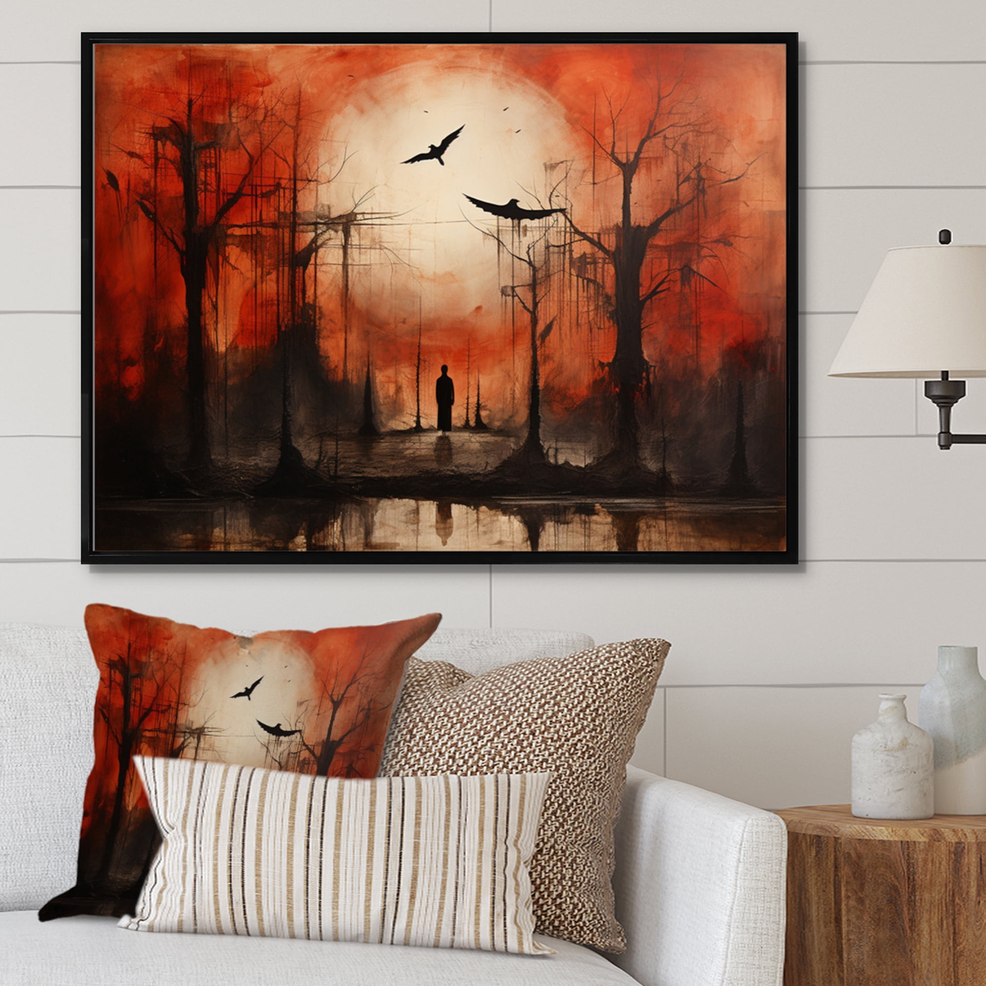 Designart "The Fall Coral Black Art from Mexico IV" Mexican Floater ...
