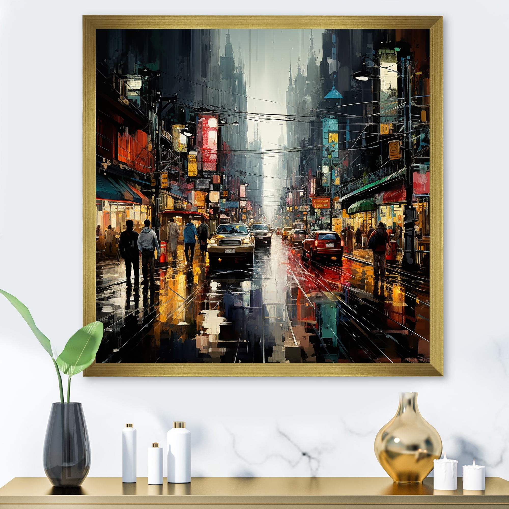 Designart "The Final Future City I" Fashion Framed Wall Art Decor ...