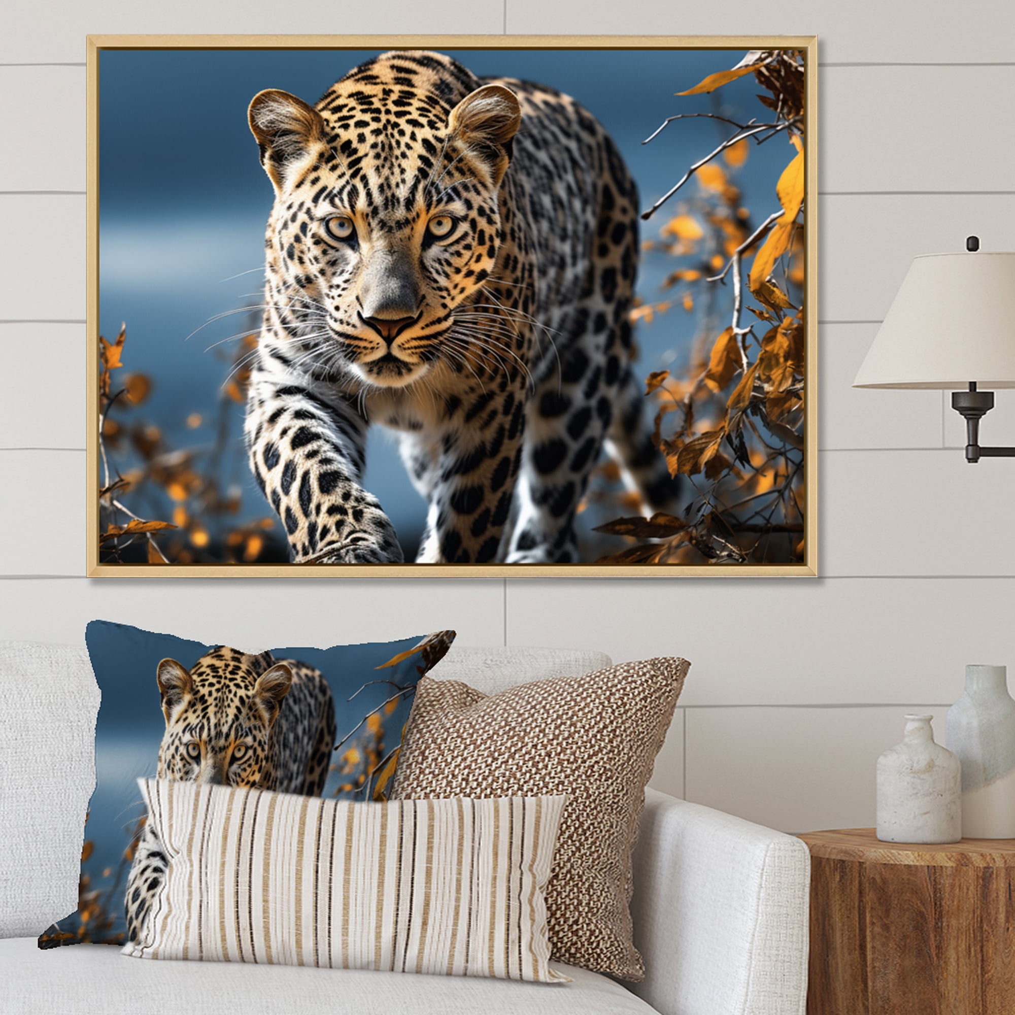 Designart "The Graceful Beauty of a Sleek Leopard" Animals Floater ...