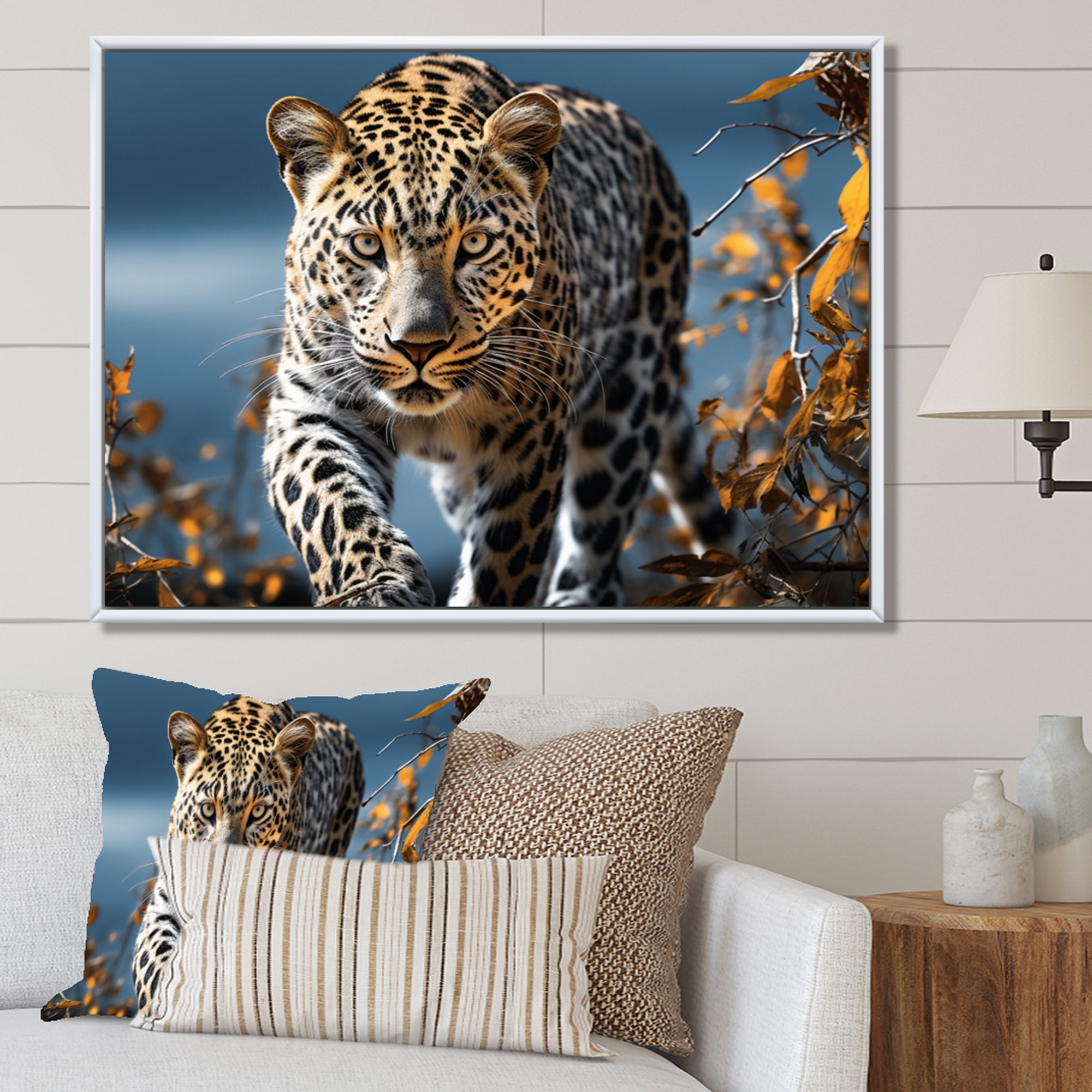 Designart "The Graceful Beauty of a Sleek Leopard" Animals Floater ...