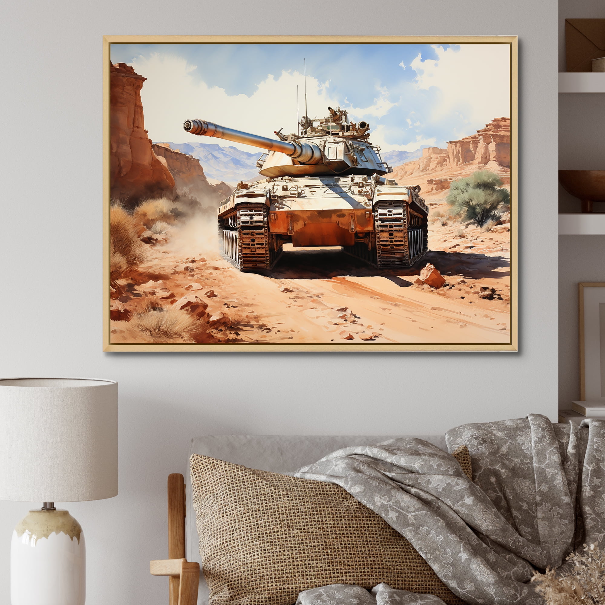 Designart "The Gulf War Desert A Tanks Dominance" Military Floater ...