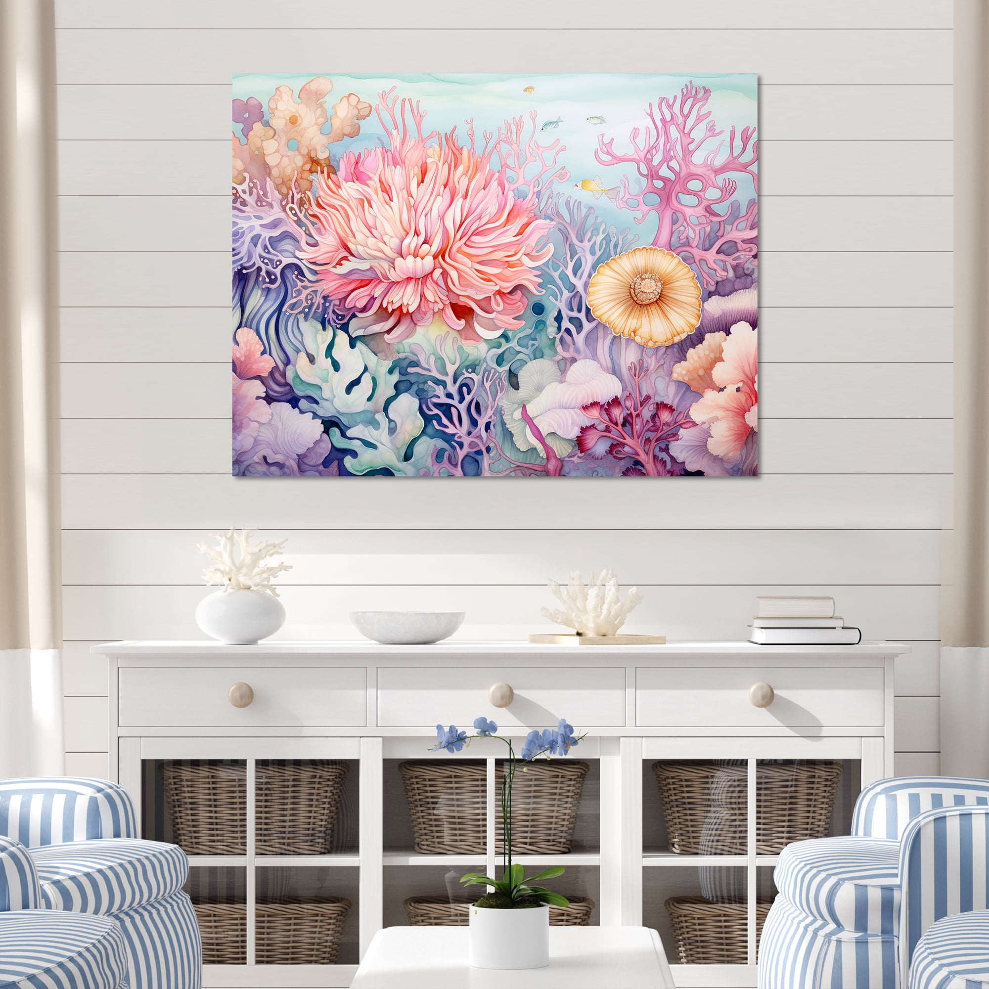 Designart "The Heavenly Color Palette Of The Coral Reef I" Coastal ...