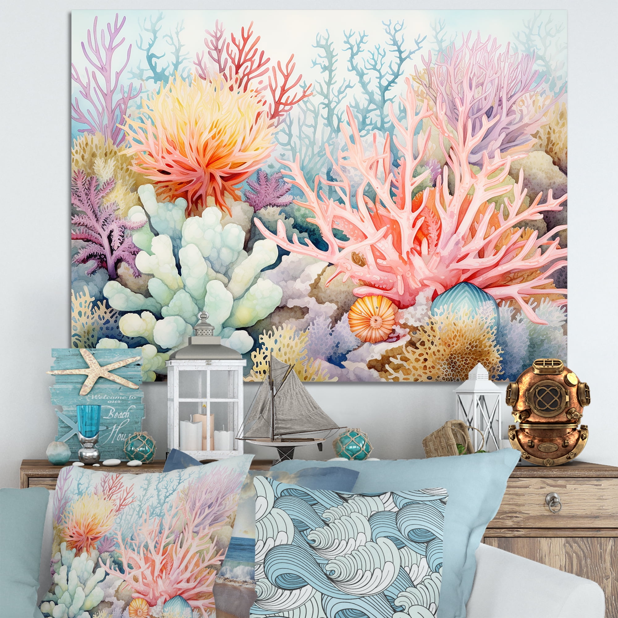 Designart "The Heavenly Color Palette Of The Coral Reef II" Coastal ...