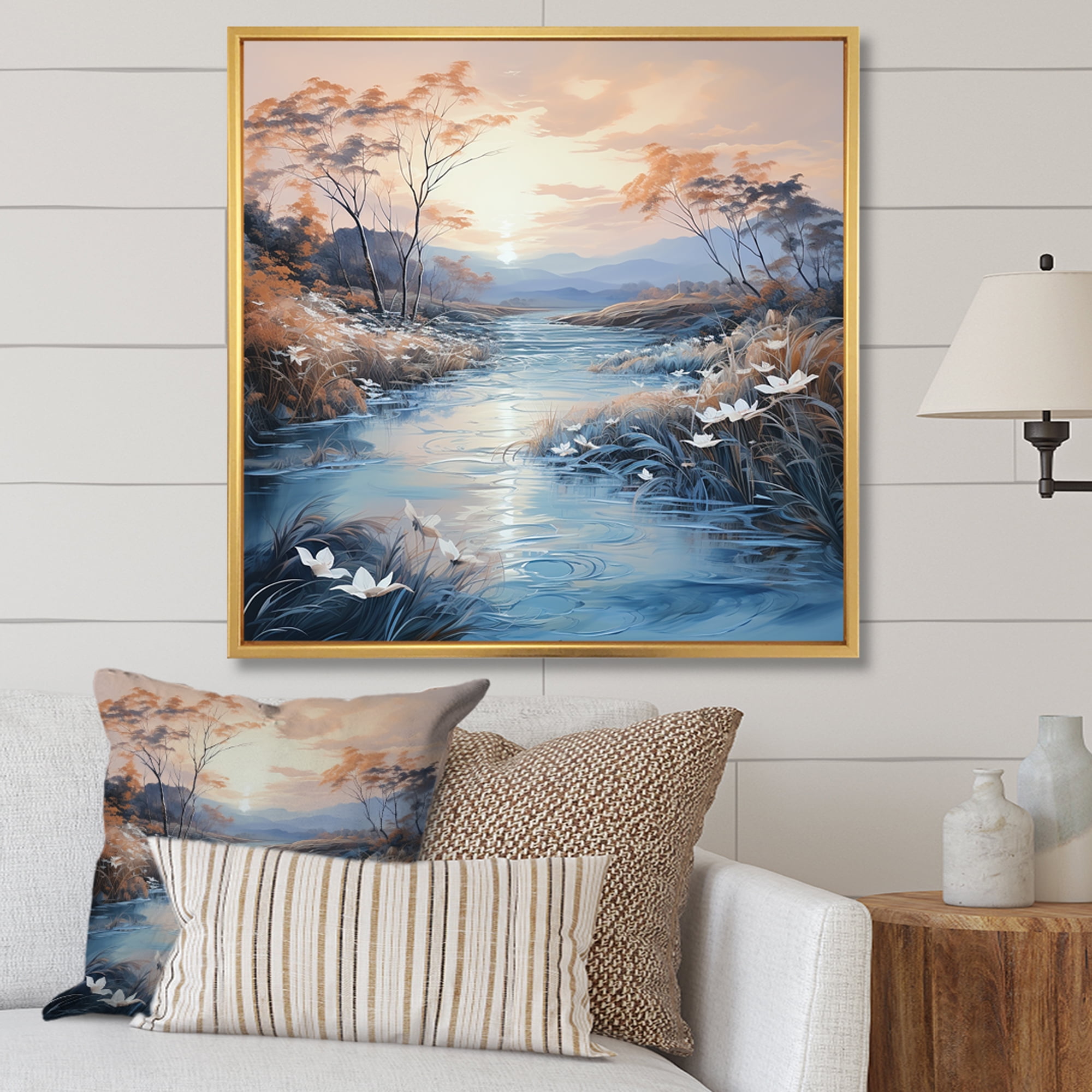 Designart "The Landscape Charm Of Lakes And Rivers In Liquid Art ...