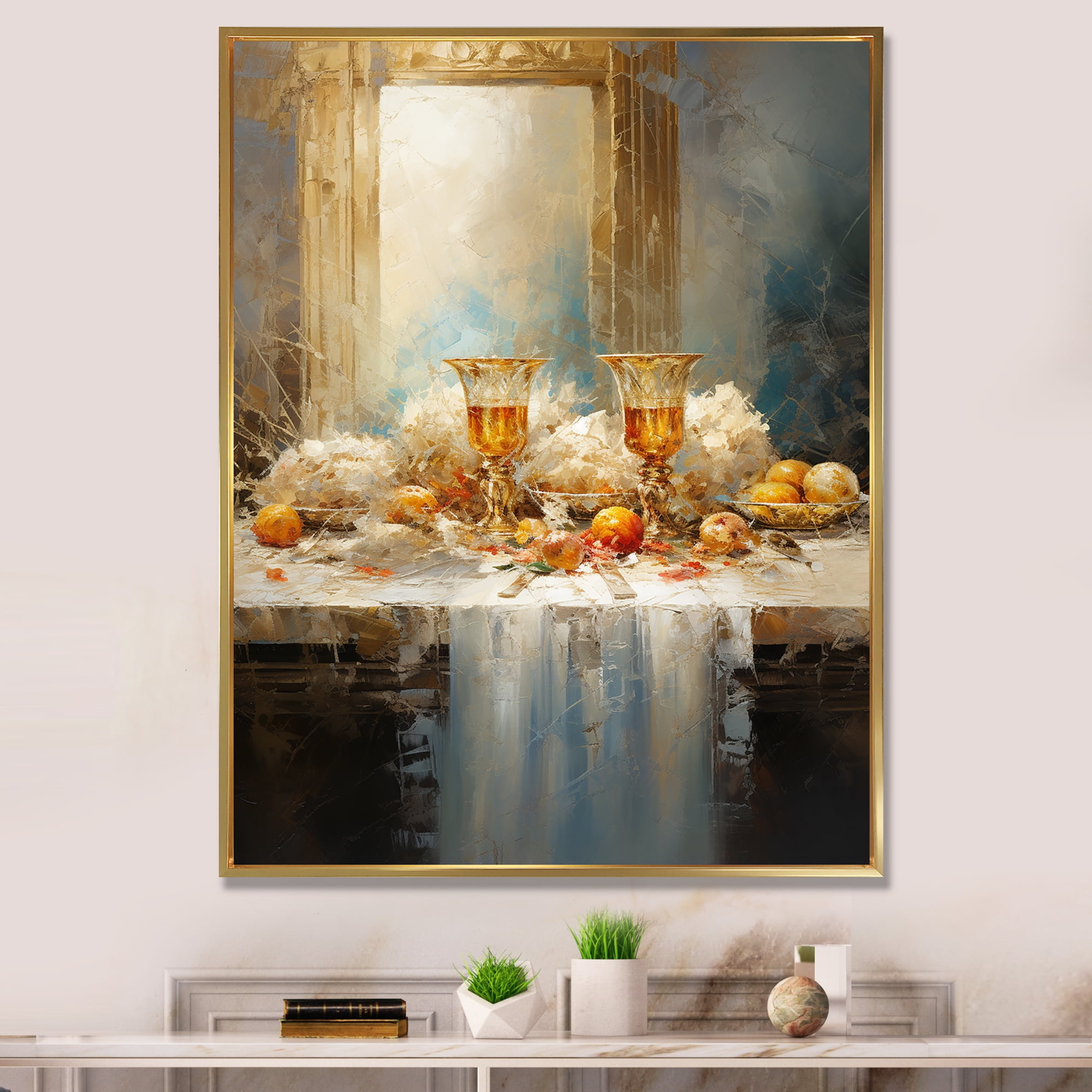 Designart "The Last Supper Rainbow Montage" Christianity Floater Framed ...