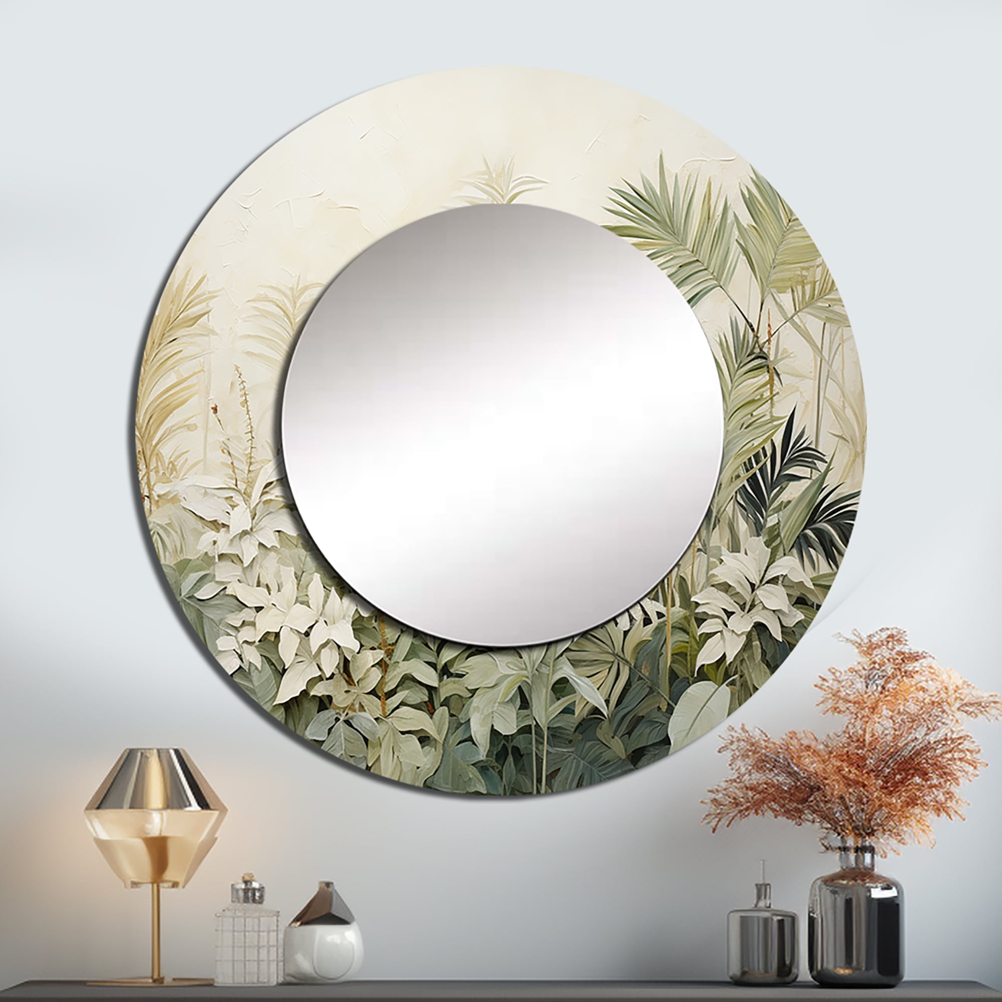 Designart "The Nostalgic Landscape Of The Jungle" Jungle Rund Mirror ...