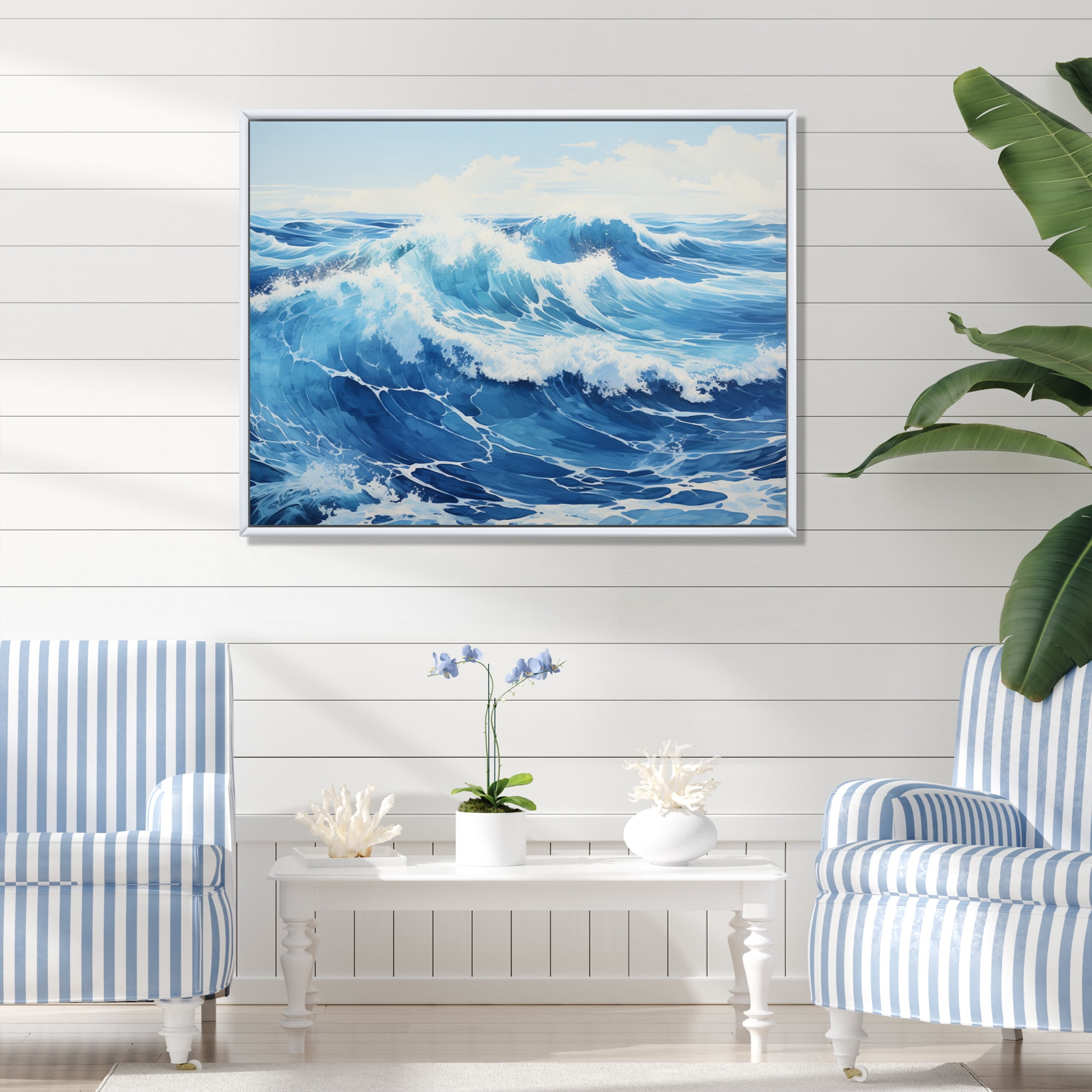 Designart "The Oceans Infinite Sapphire Beauty I" Landscapes Floater ...