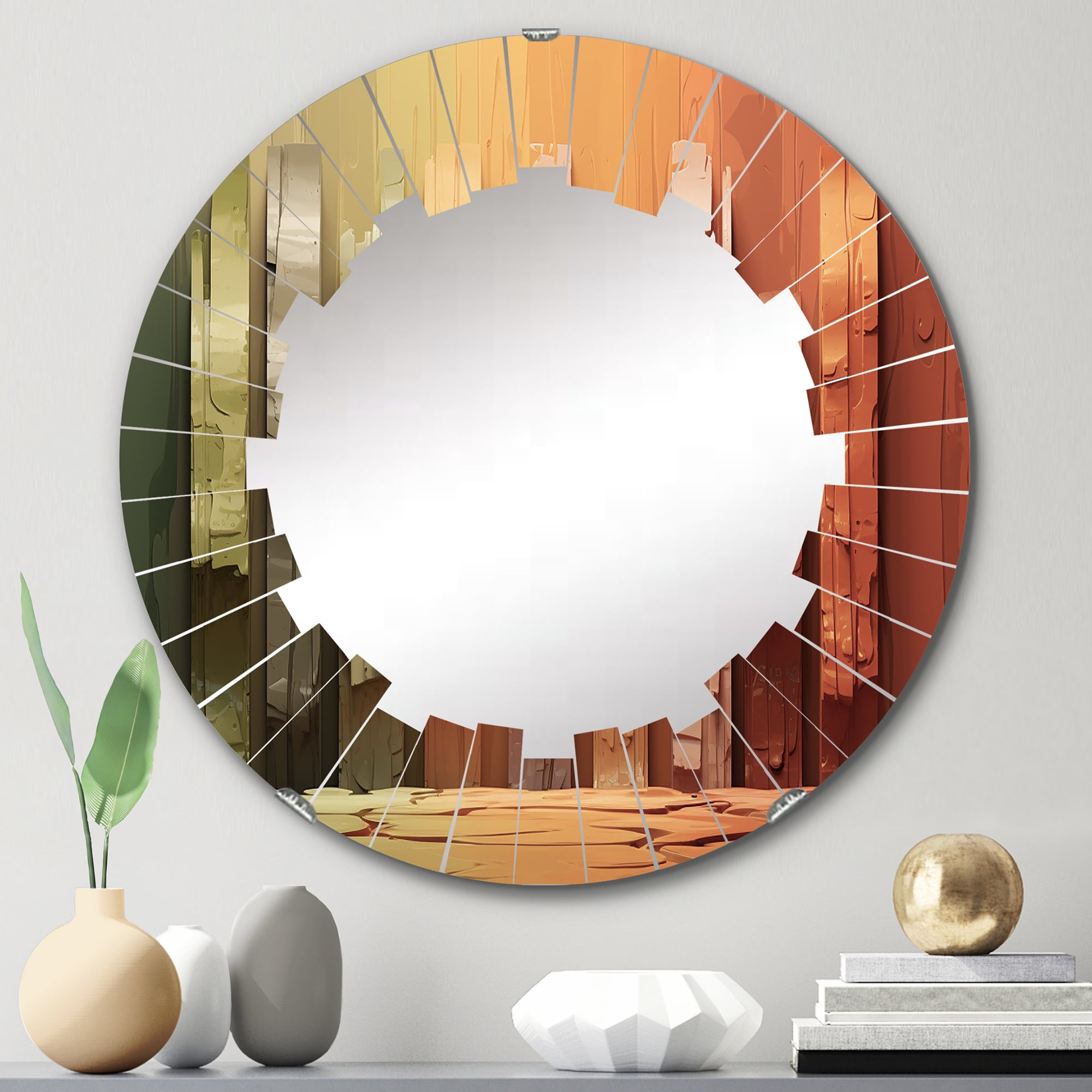 Designart "The Pillars Islam wall decor I" Islamic Round Wall Mirror ...