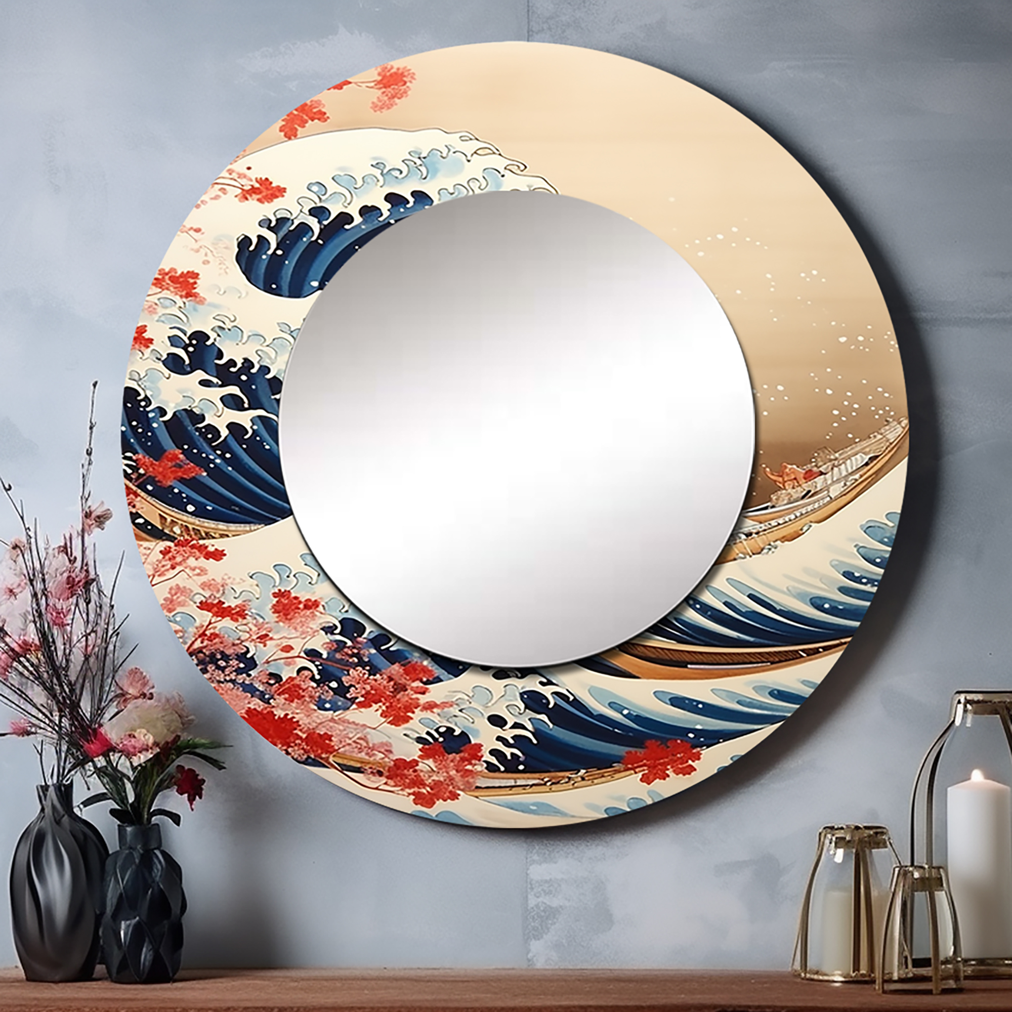 Designart "The Red Great Wave A Masterpiece from Kanagawa I" Nautical ...