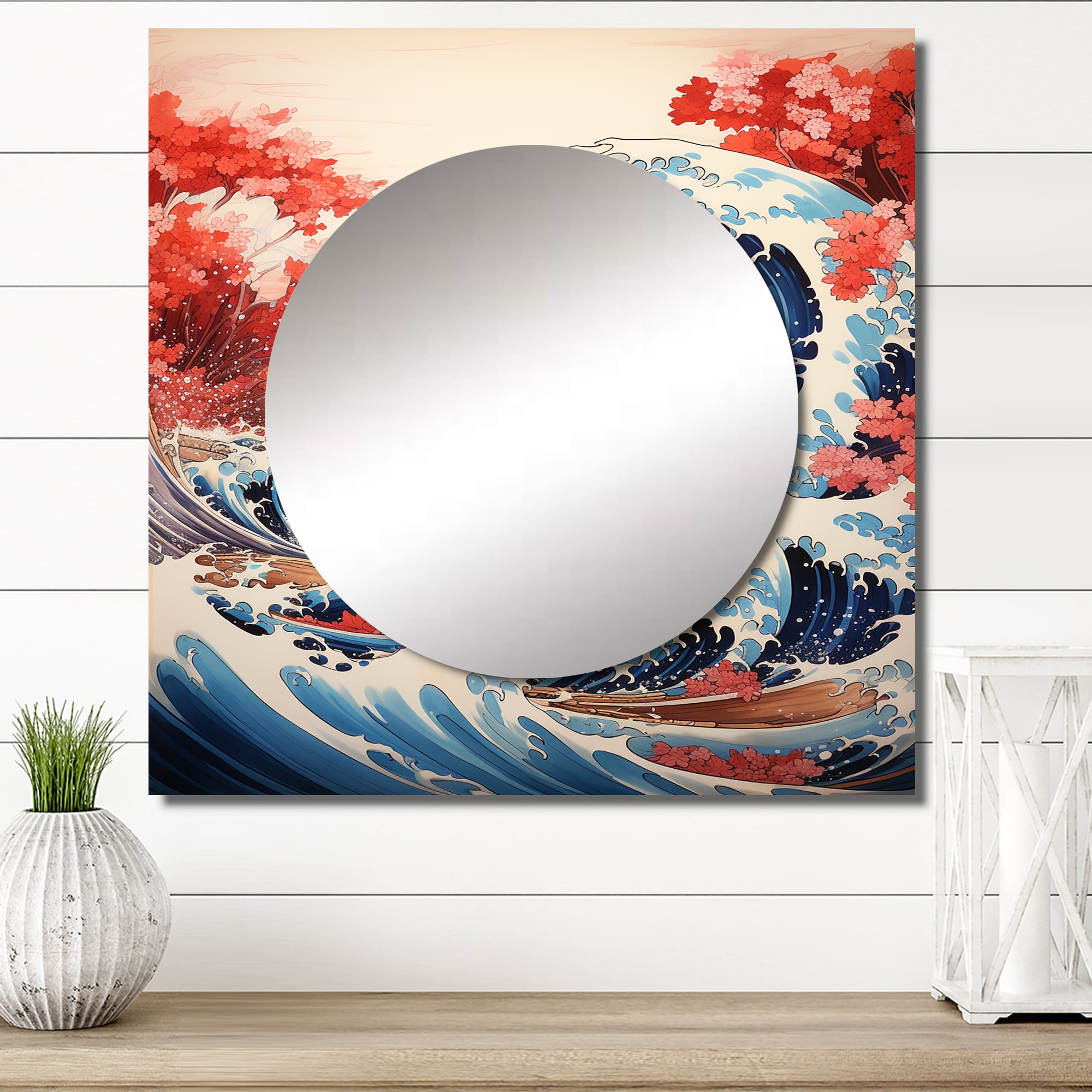 Designart "The Red Great Wave A Masterpiece from Kanagawa II" Nautical ...
