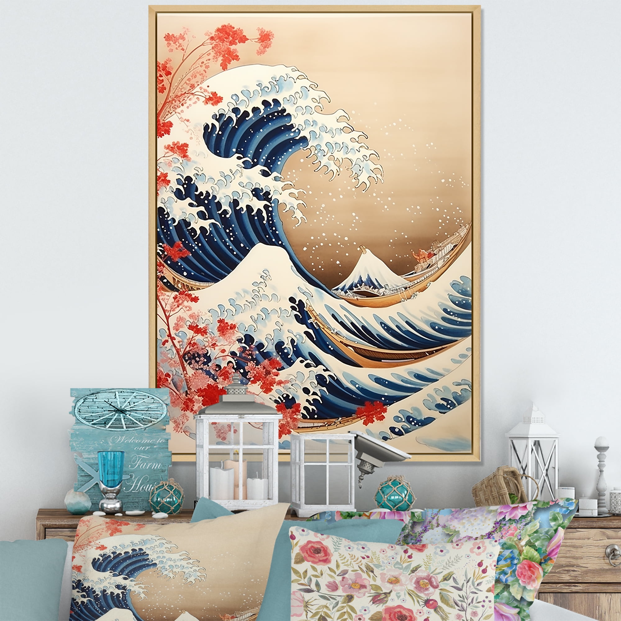 Designart "The Red Great Wave A Masterpiece from Kanagawa I" Nautical ...