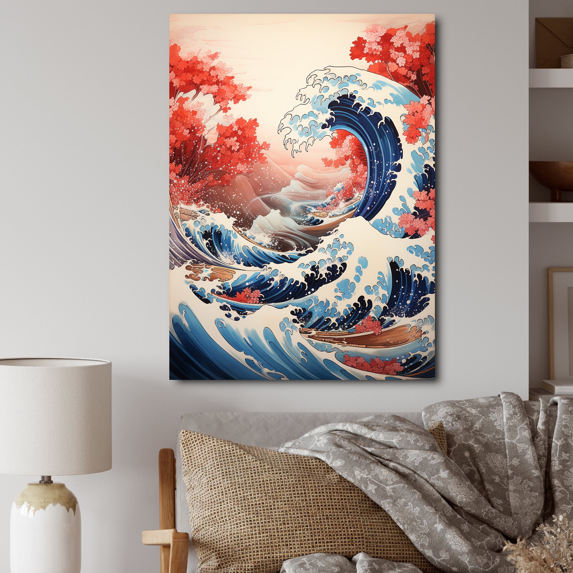 Designart "The Red Great Wave A Masterpiece from Kanagawa II" Nautical ...