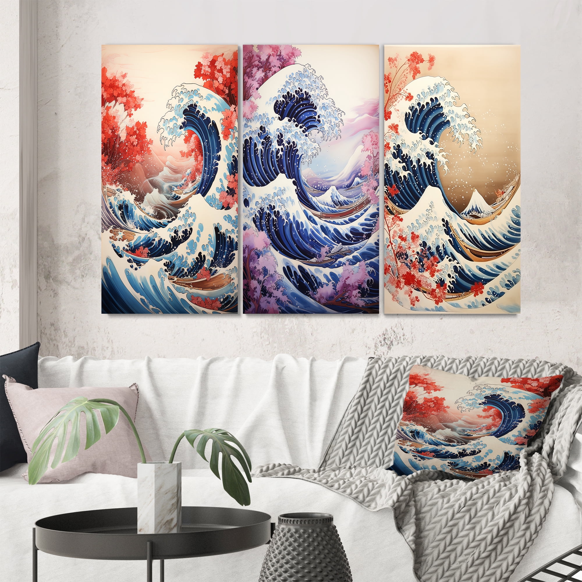 Designart "The Red Great Wave A Masterpiece from Kanagawa II" Nautical ...