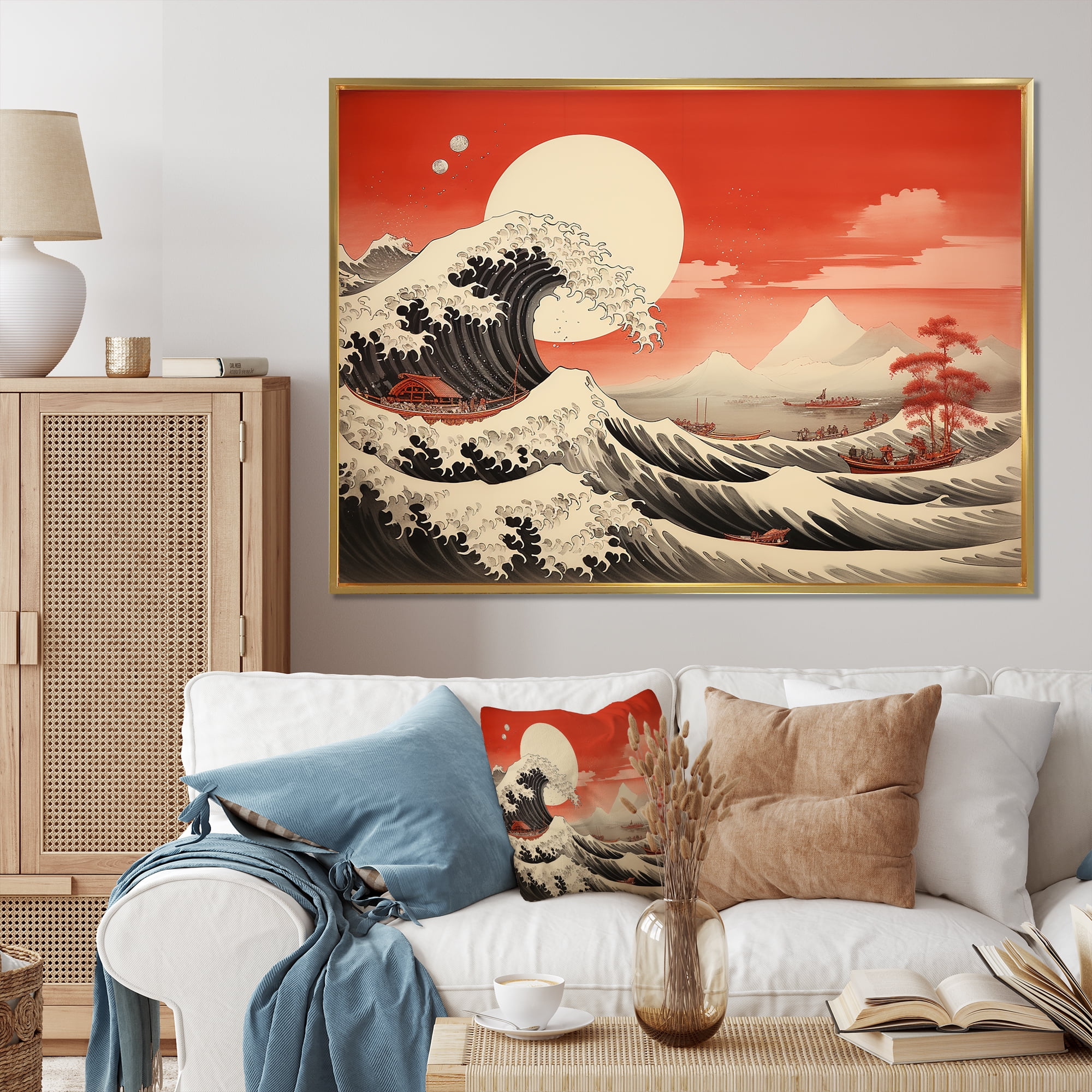 Designart "The Red Great Wave A Masterpiece from Kanagawa III" Nautical ...