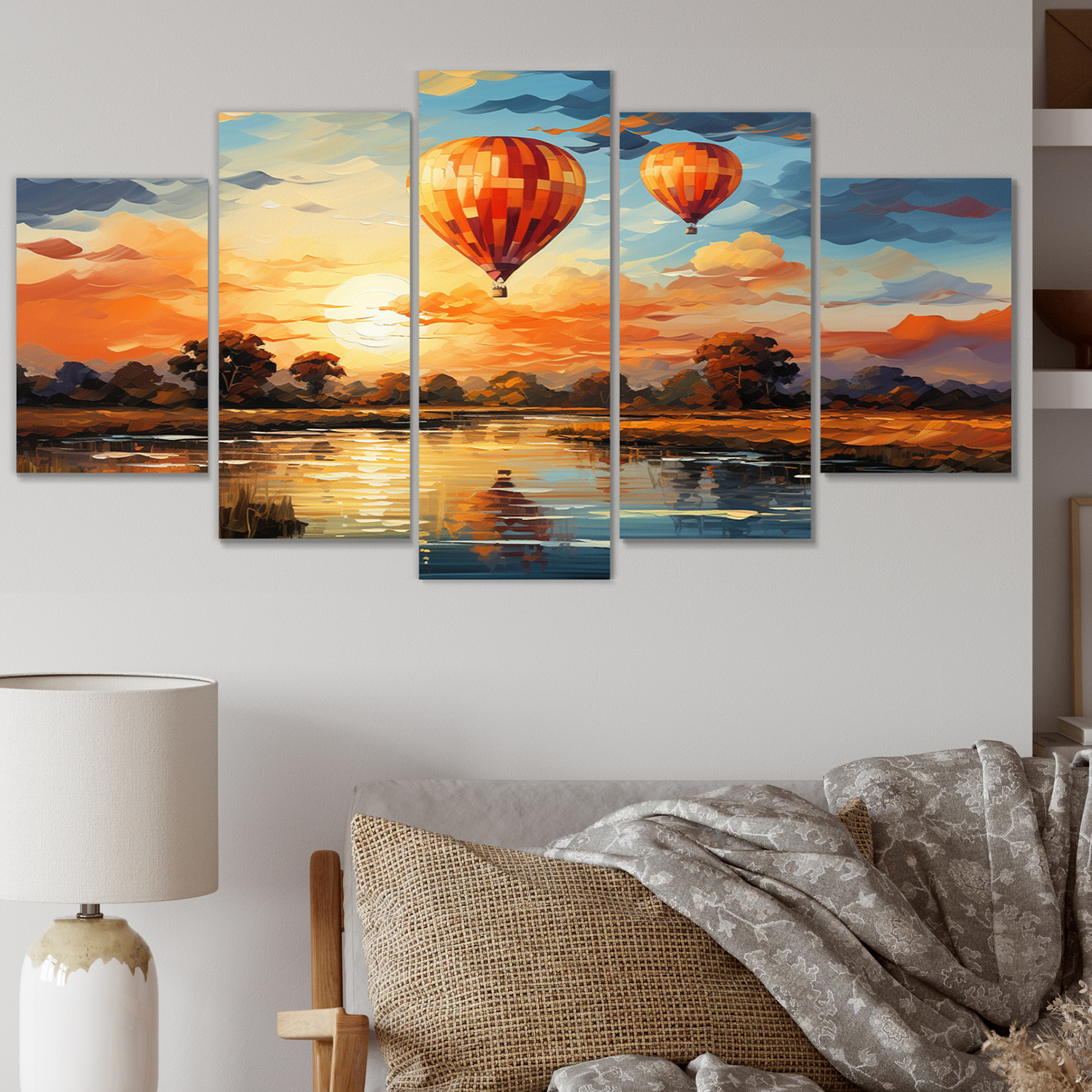 Designart "The Red Hot Air Balloon Journey III" Hot Air Balloon Metal ...