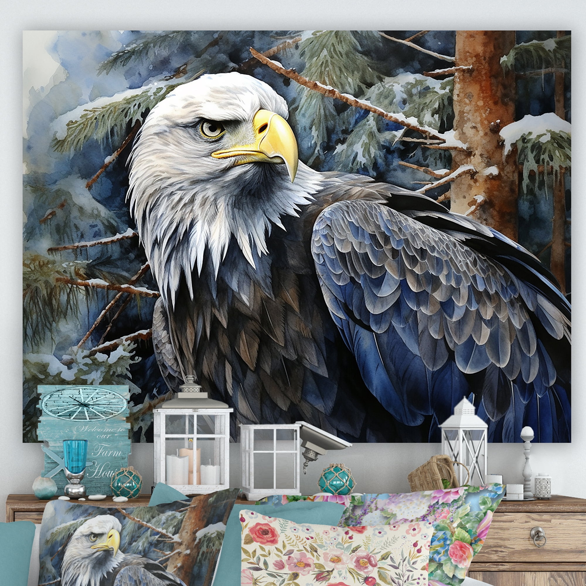 Designart "The Resolute Gaze Of The Bold Eagle I" Animals Eagle Wall ...