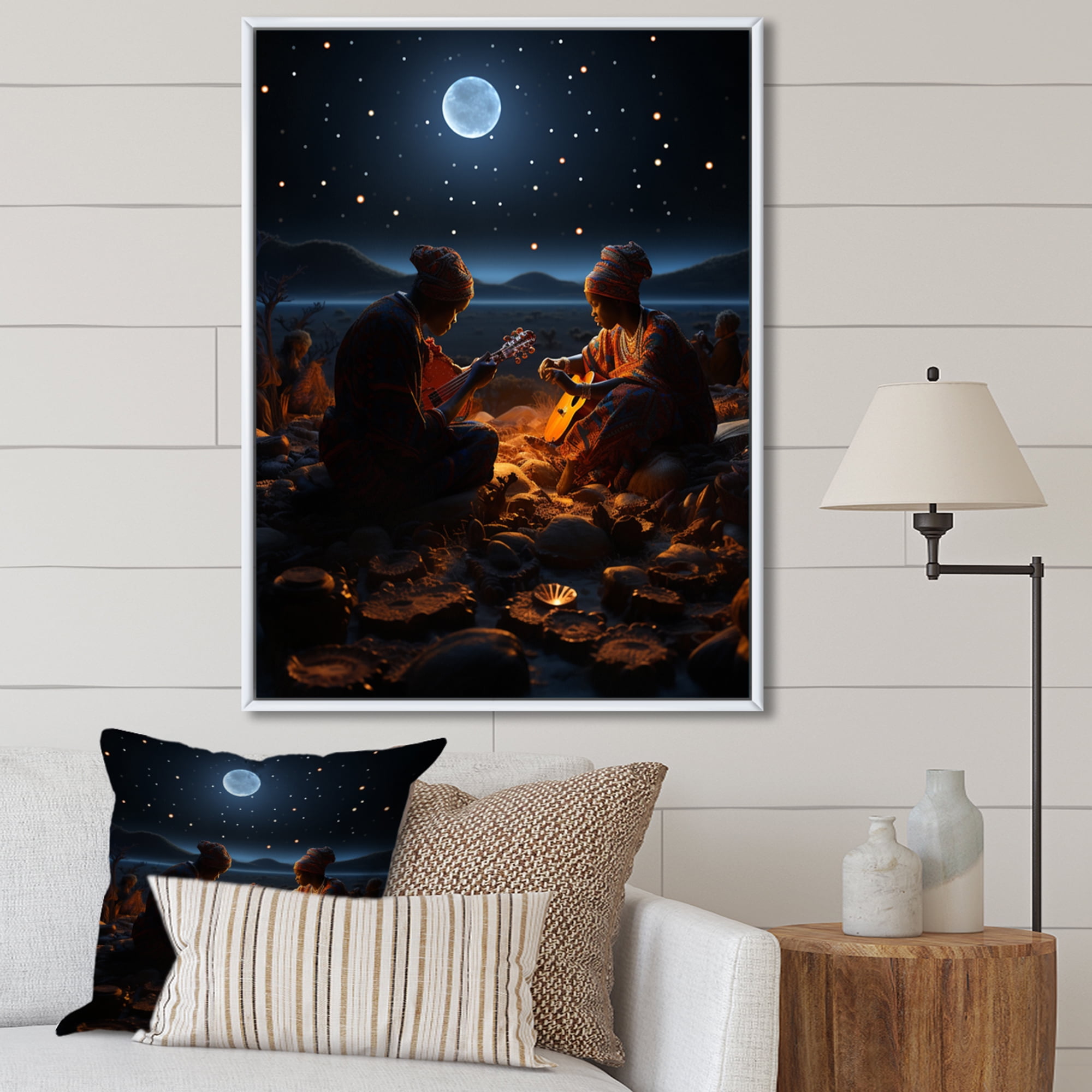 Designart "The Serenading African Wall art III" African Floater Framed ...
