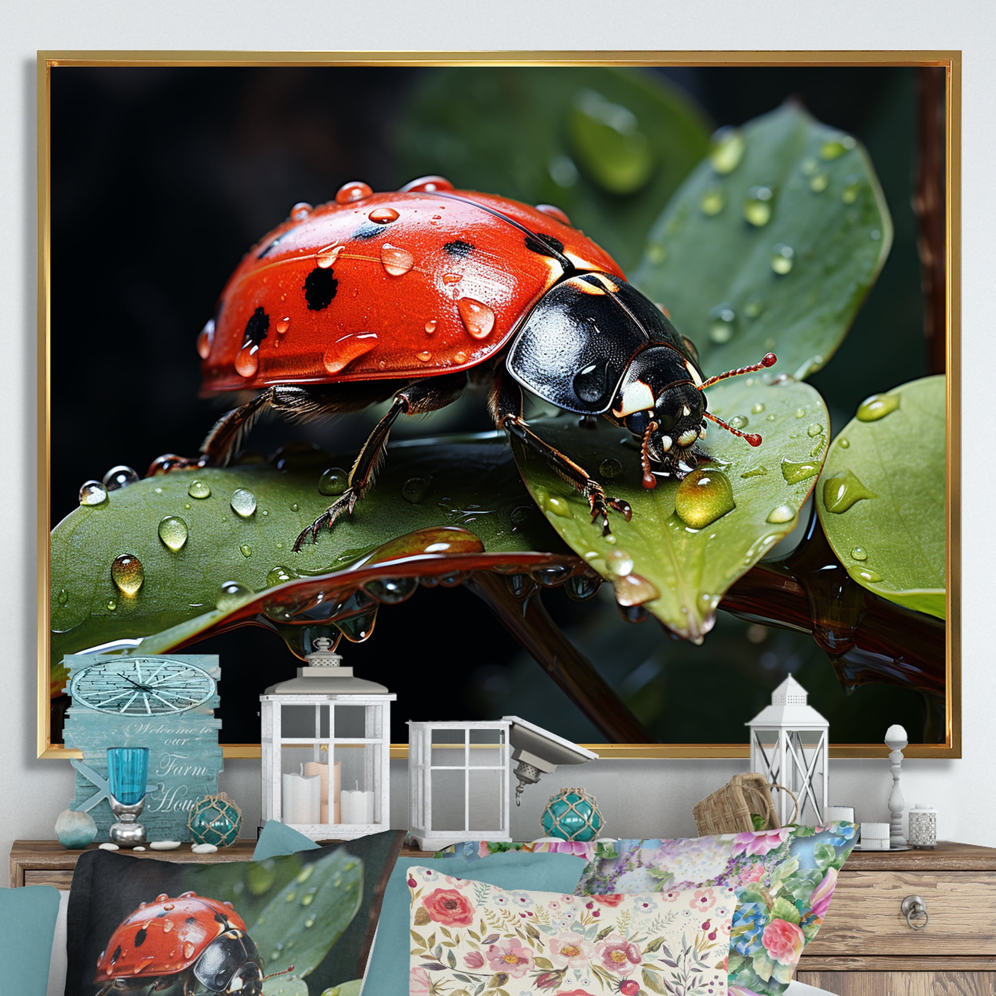 Designart "The Serene Curiosity Of A Crimson Ladybug II" Ladybug ...