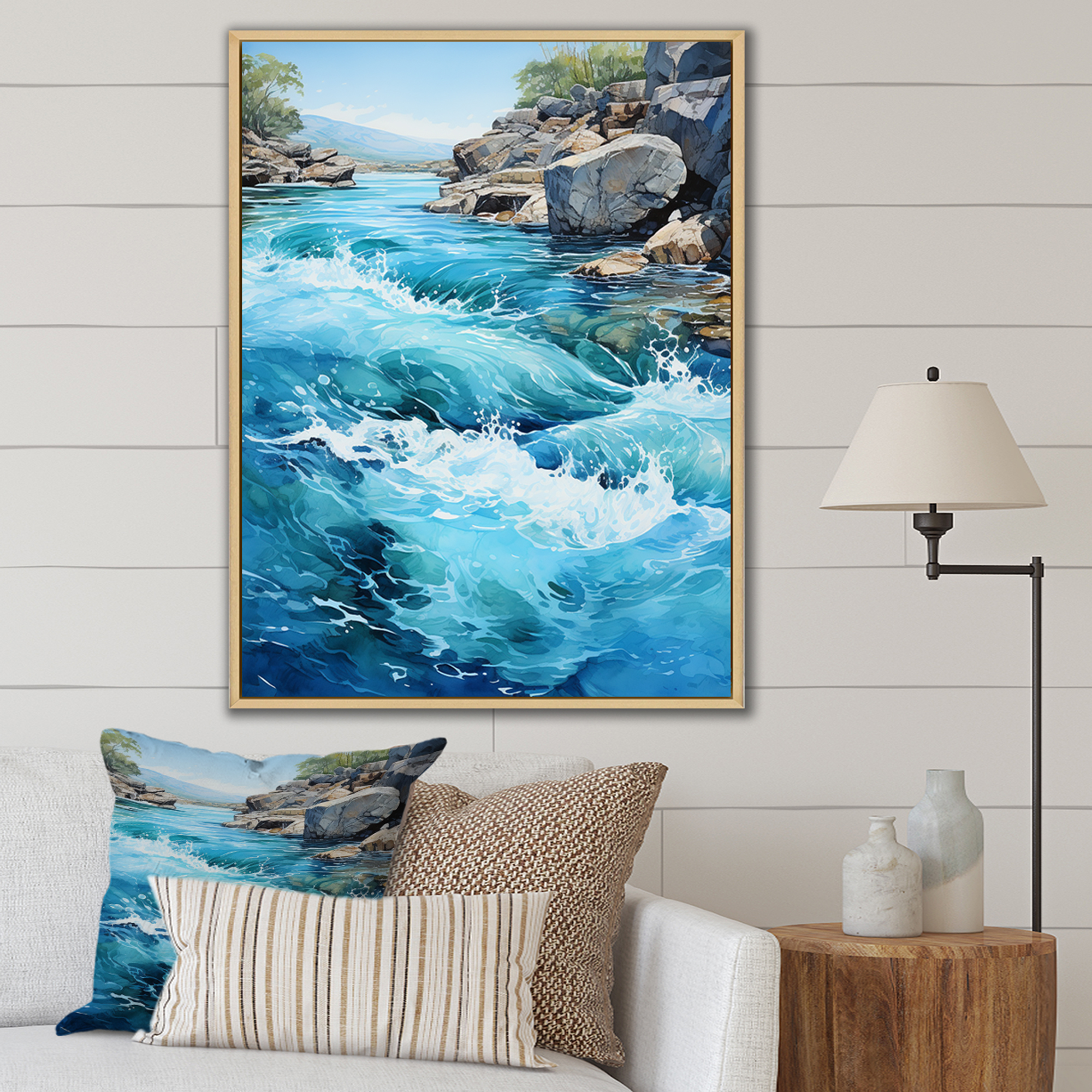 Designart "The Serenity of Flowing River Waters" Landscape & Nature ...