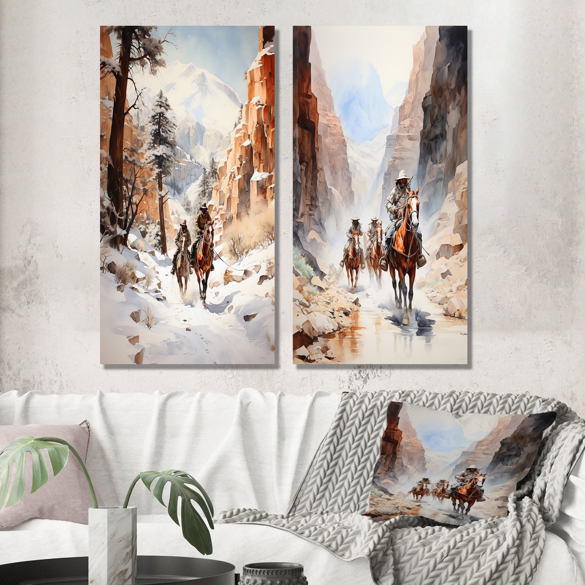 Designart "The Trail Cowboy On wall decor II" Cowboys Wall Art Set Of 2 ...