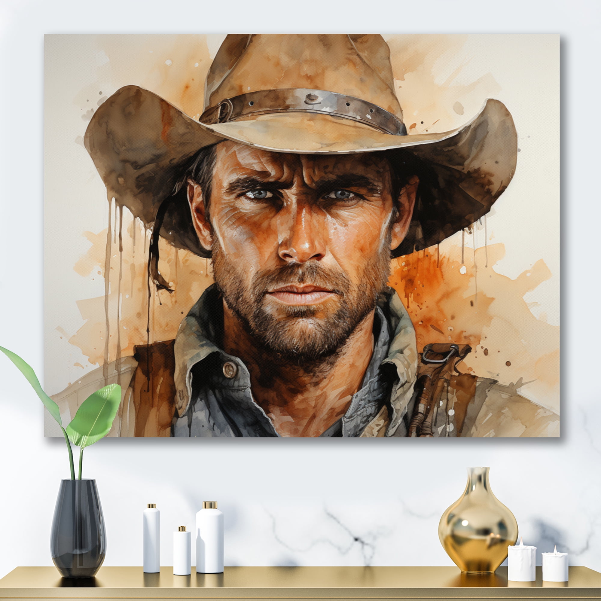 Designart "The Wide Cowboy Beneath wall art" Cowboys Wall Art Print ...