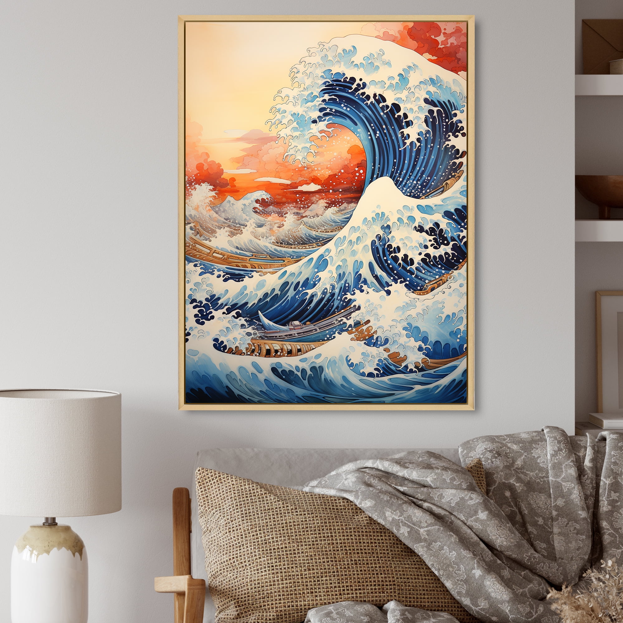 Designart "The Yellow Great Wave A Masterpiece from Kanagawa II ...