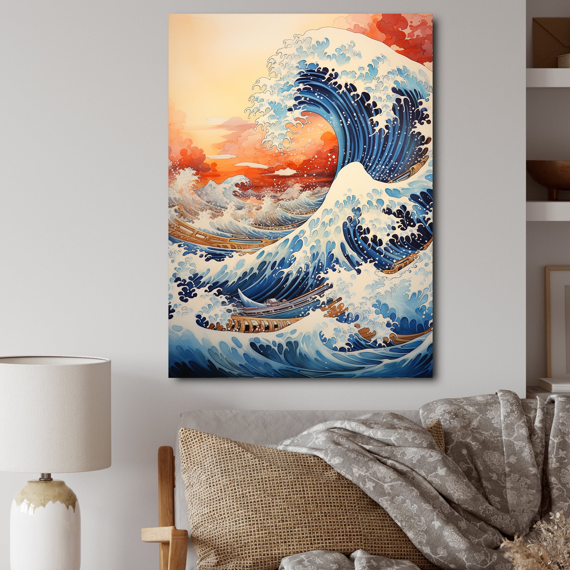 Designart "The Yellow Great Wave A Masterpiece from Kanagawa II ...