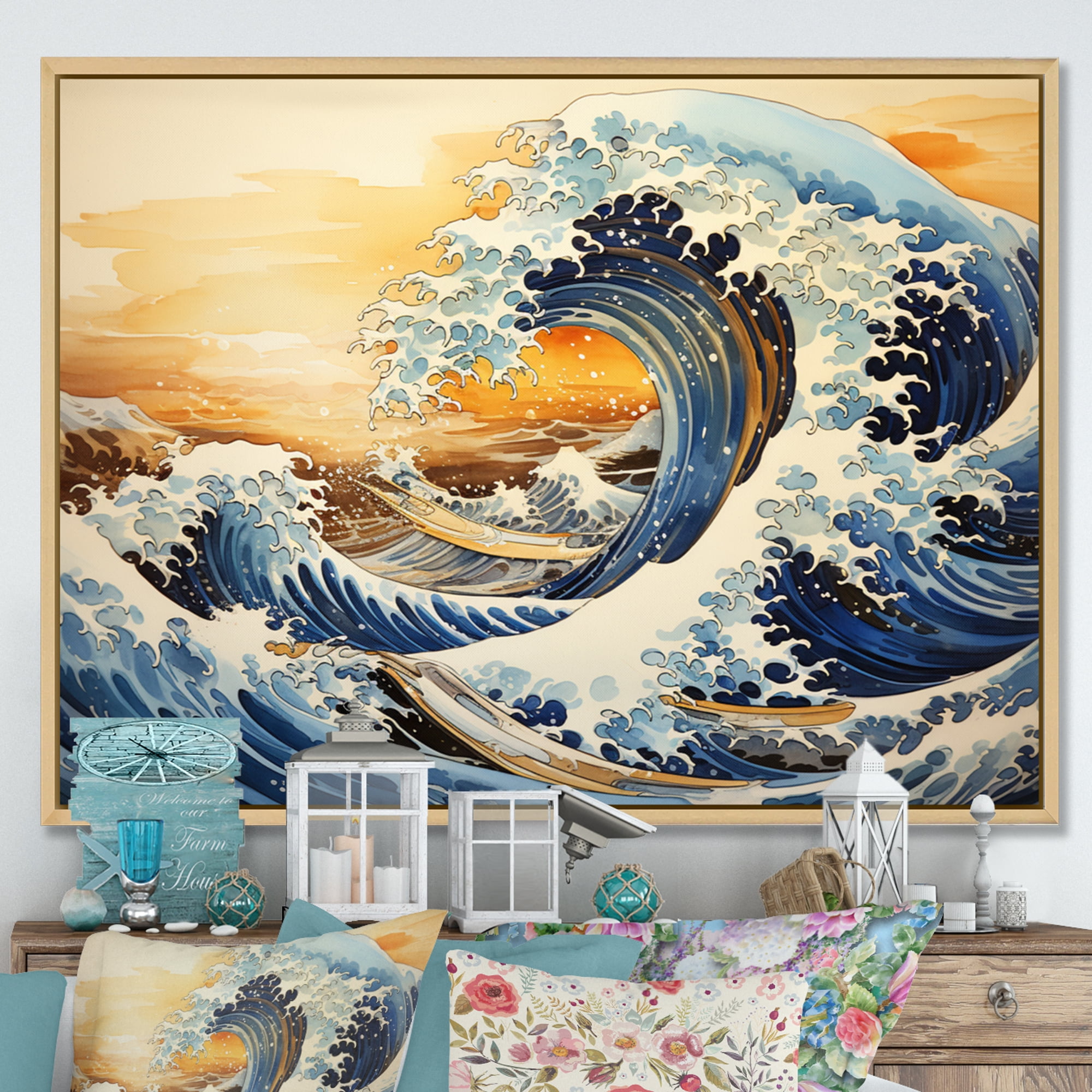 Designart "The Yellow Great Wave A Masterpiece from Kanagawa IV ...