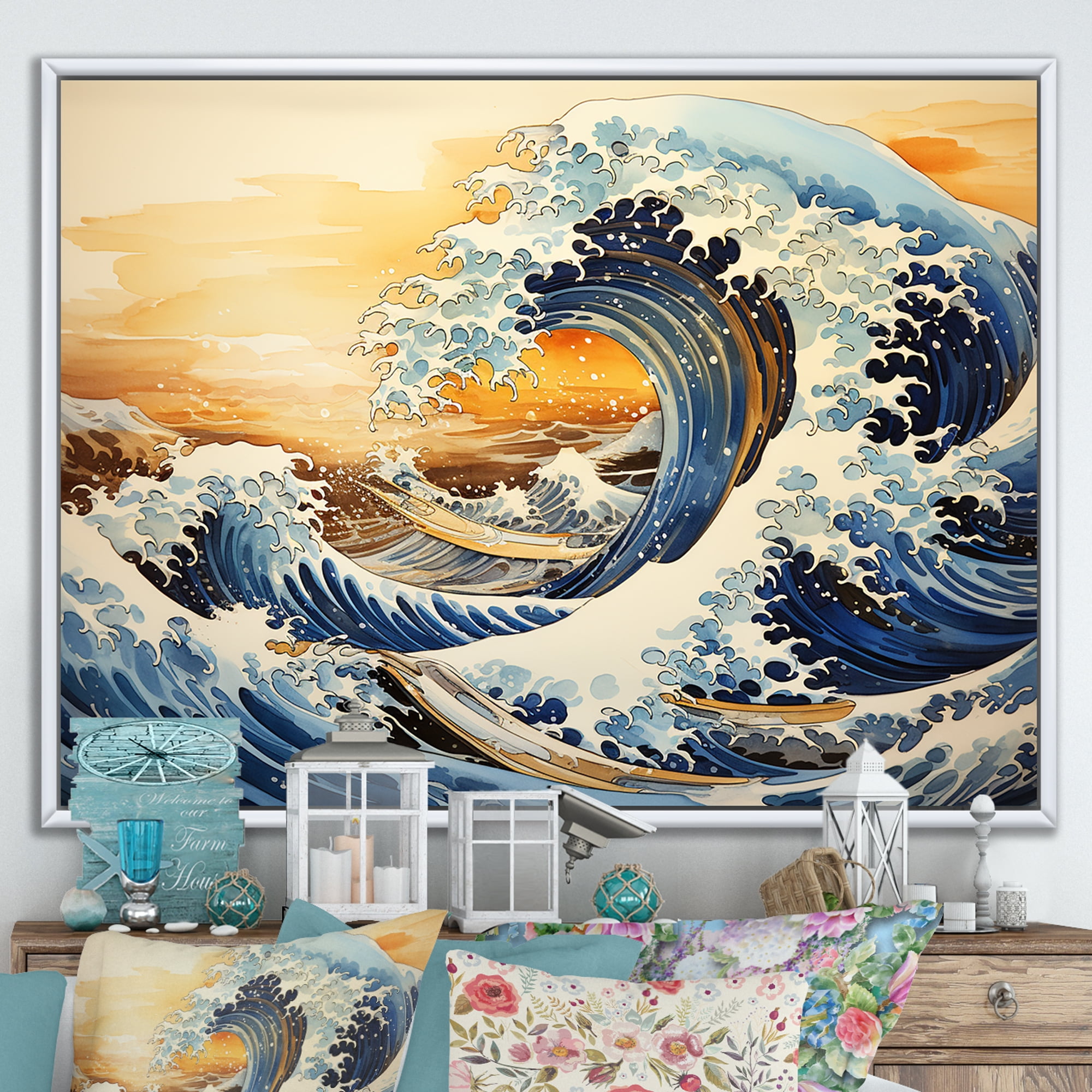 Designart "The Yellow Great Wave A Masterpiece from Kanagawa IV ...