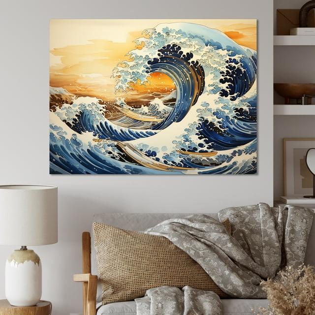 Designart "The Yellow Great Wave A Masterpiece from Kanagawa IV ...