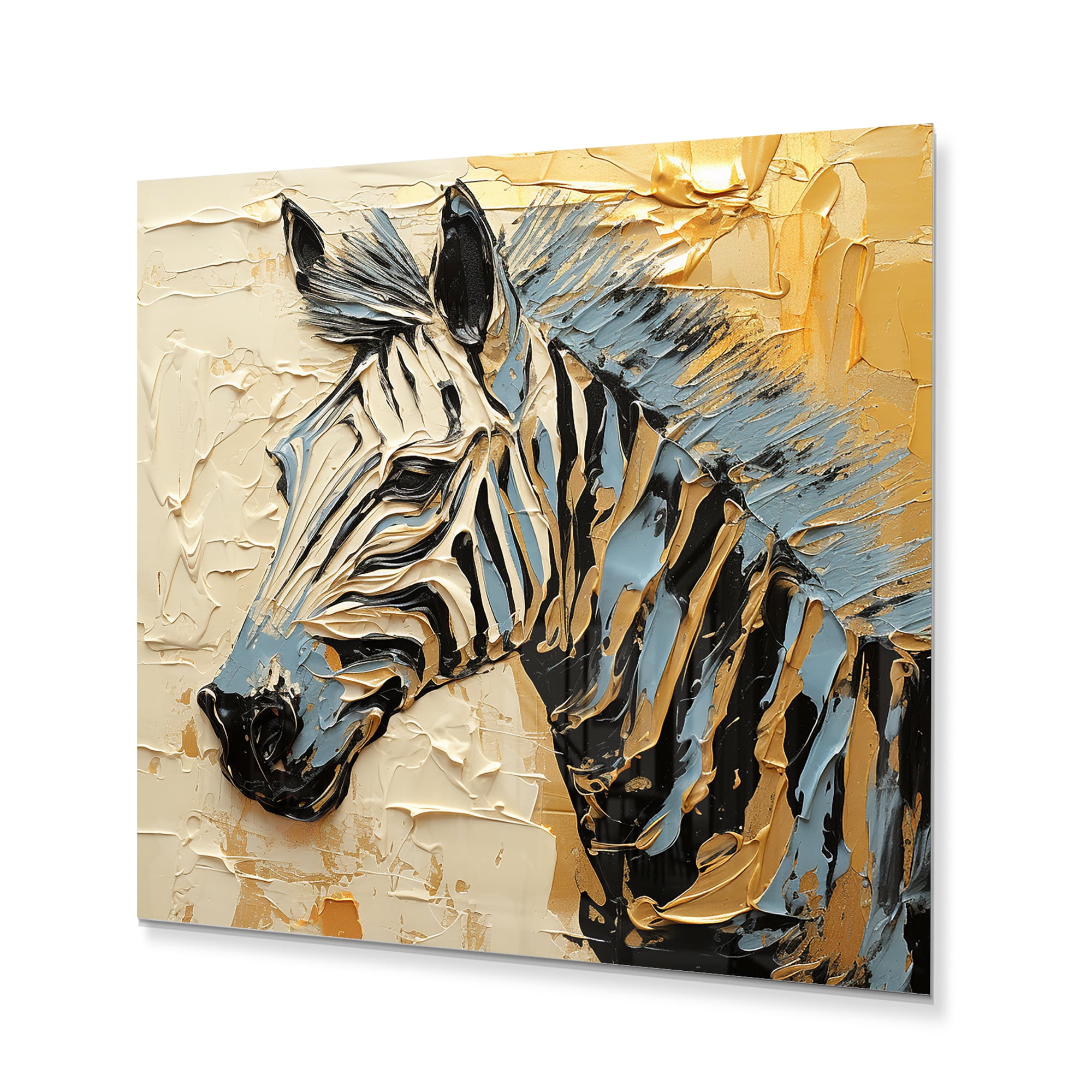 Designart "This Zebra in Black and Yellow Stripes" Animals Metal Art ...